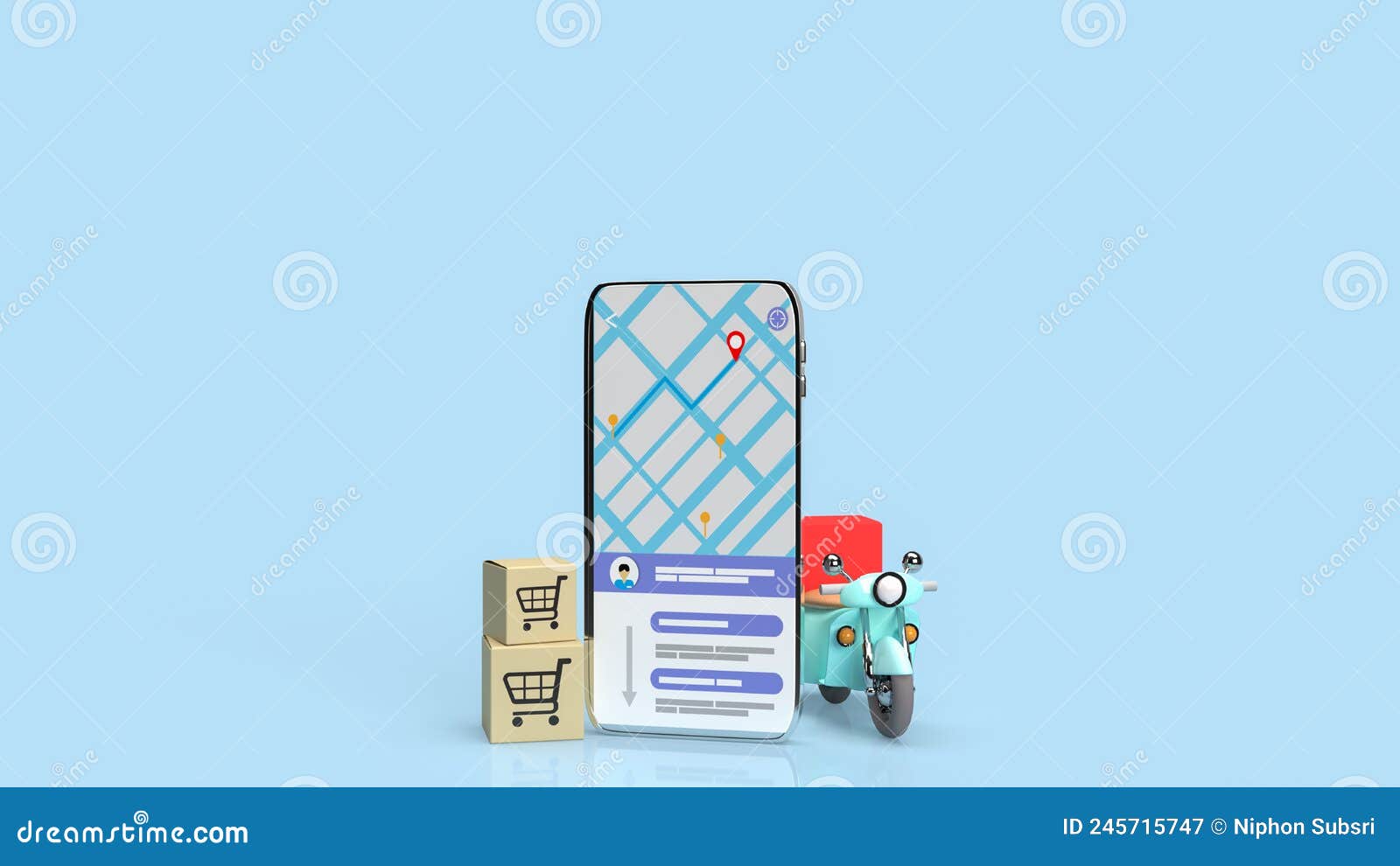 The Mobile Application for Delivery Business Concept 3d Rendering Stock ...