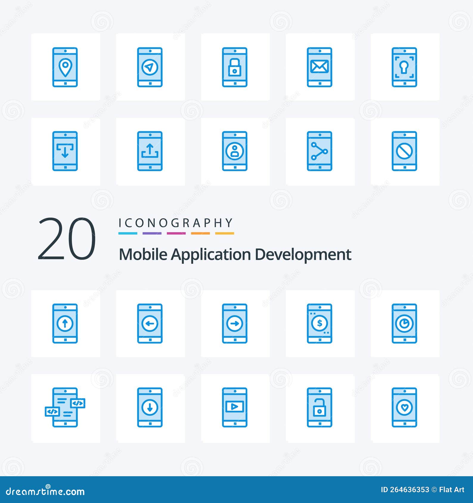 20 Mobile Application Development Blue Color Icon Pack Like Application ...