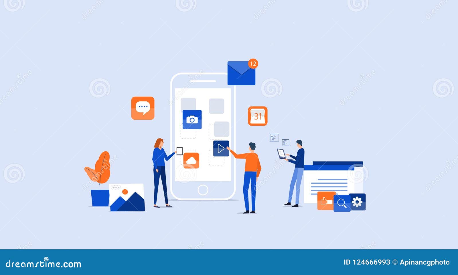 Mobile Application Development and Design Process Stock Vector ...