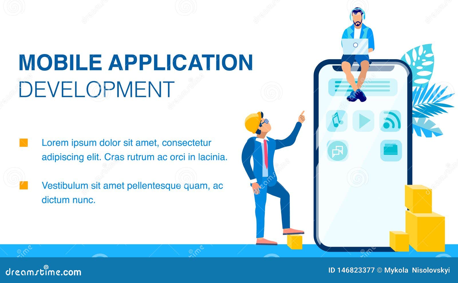 Mobile Application Development Flat Banner Layout Stock Vector ...