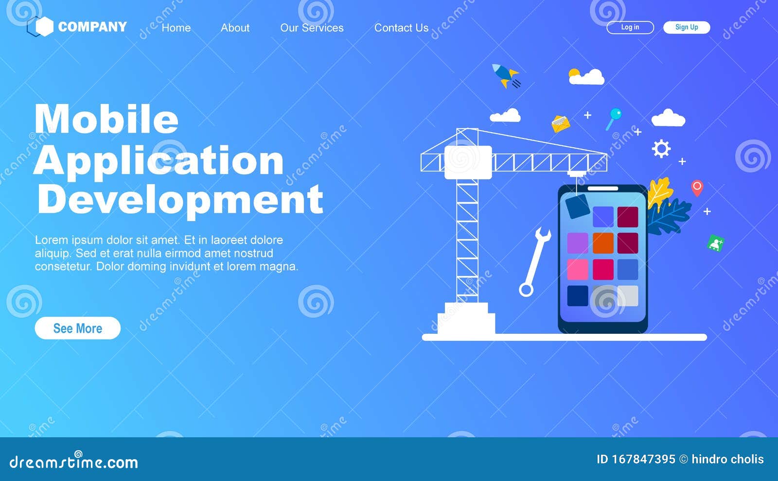 Mobile Application Development Process Flat Vector Illustration. Stock ...