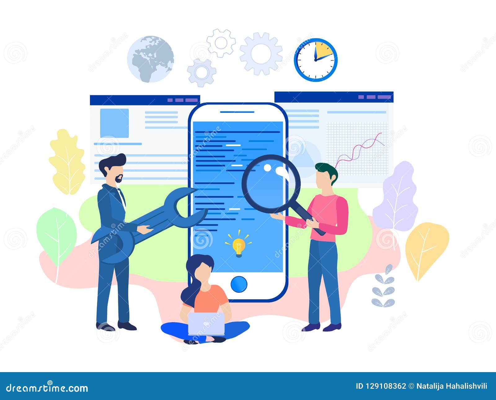 Mobile Application Development Process Flat Vector Illustration. Stock Vector - Illustration of ...