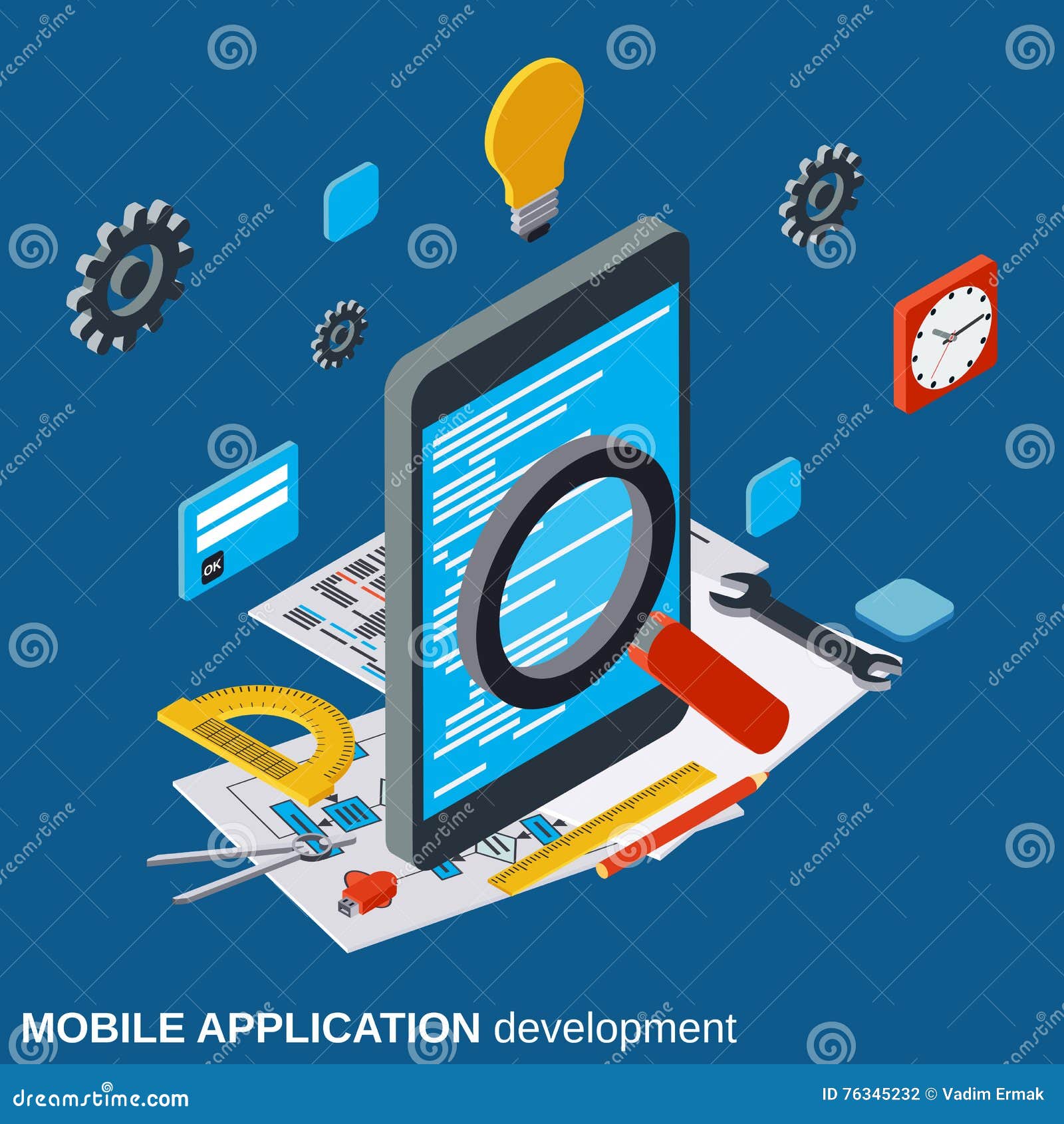 Mobile Application Development Program Coding Algorithm Optimization Vector Concept Stock