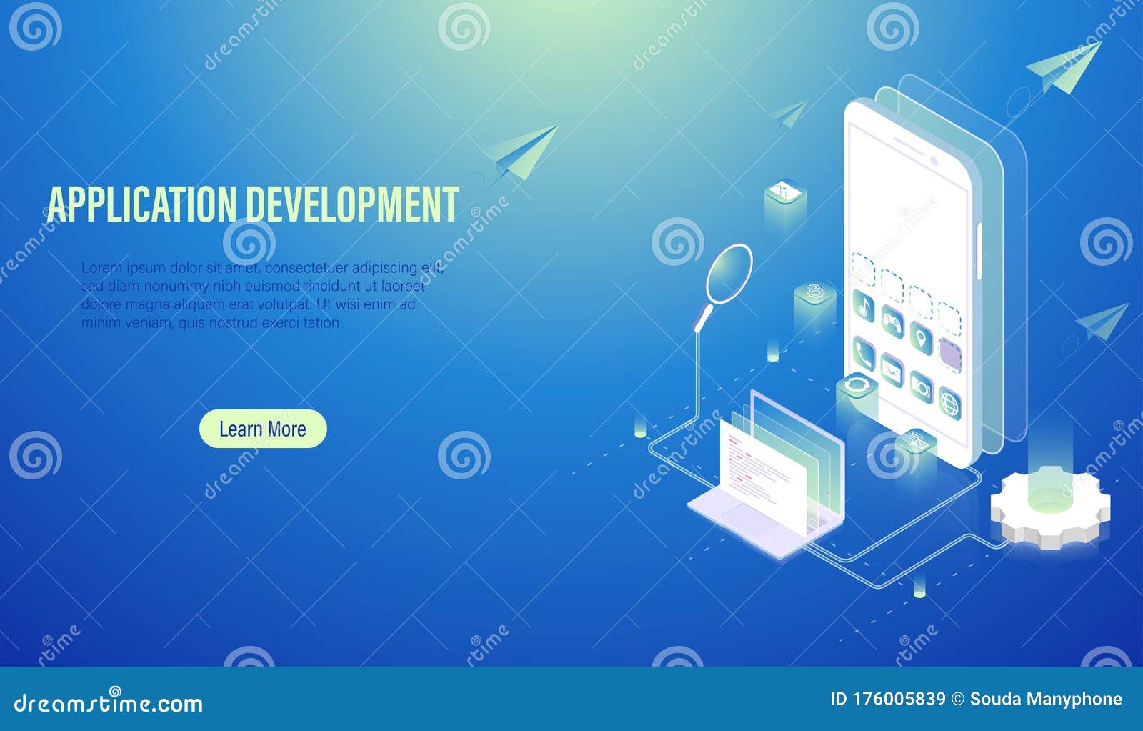 Mobile Application Development And Program Coding Concept Software Building By Computer Laptop