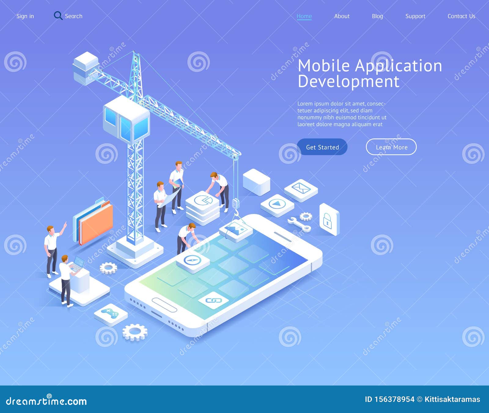 Mobile Application Development Vector Isometric Illustrations Stock ...