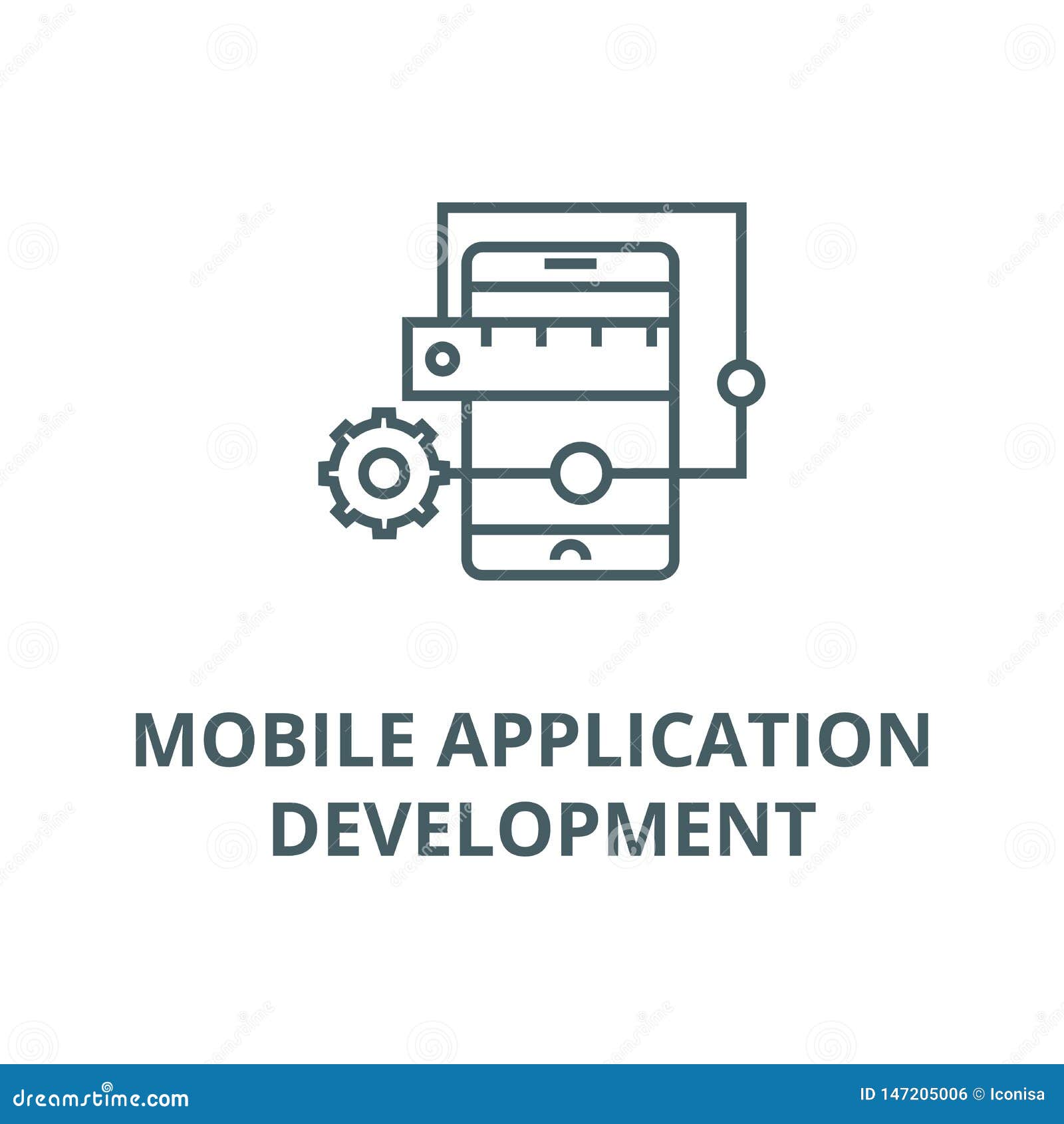 Mobile Application Development Vector Line Icon, Linear Concept ...