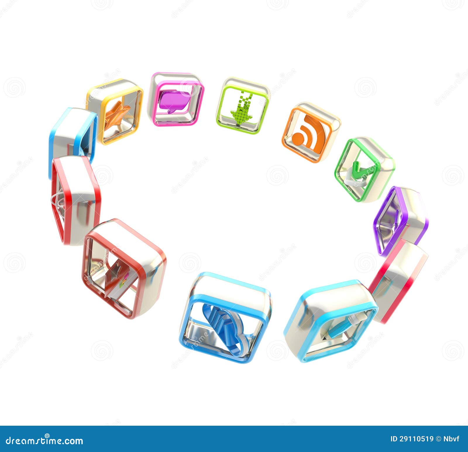 Mobile Application Emblems in a Circle Isolated Stock Illustration ...