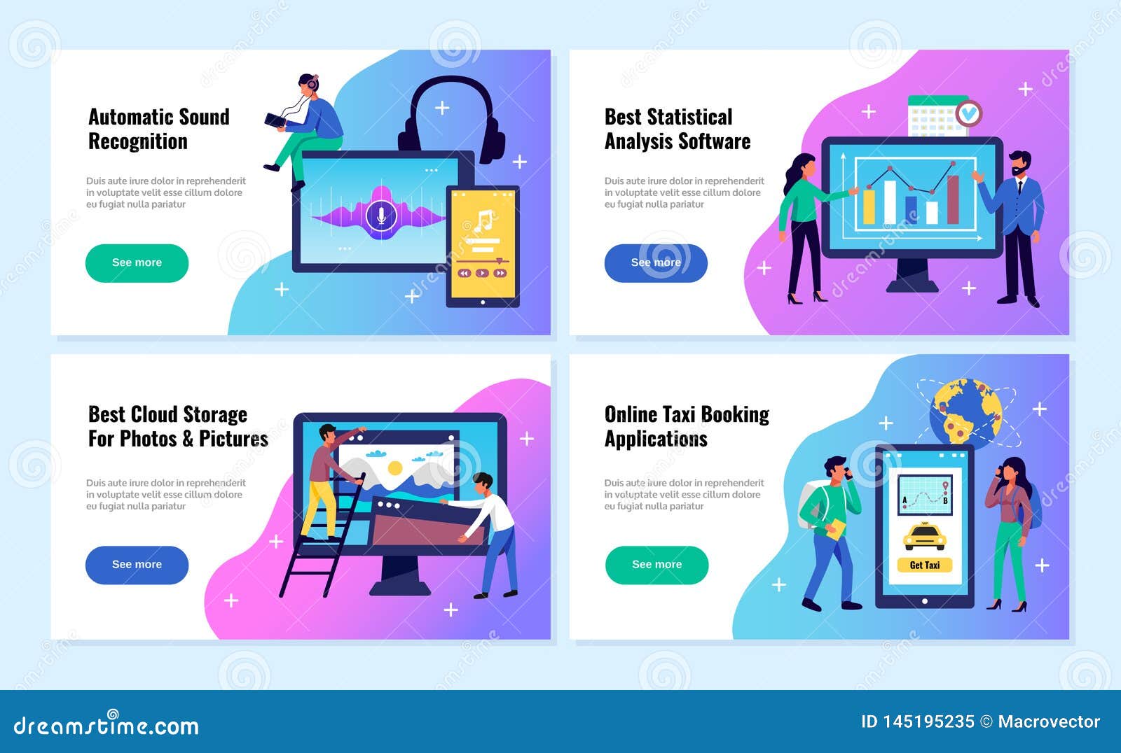 Mobile Application Banners Set Stock Vector - Illustration of ...