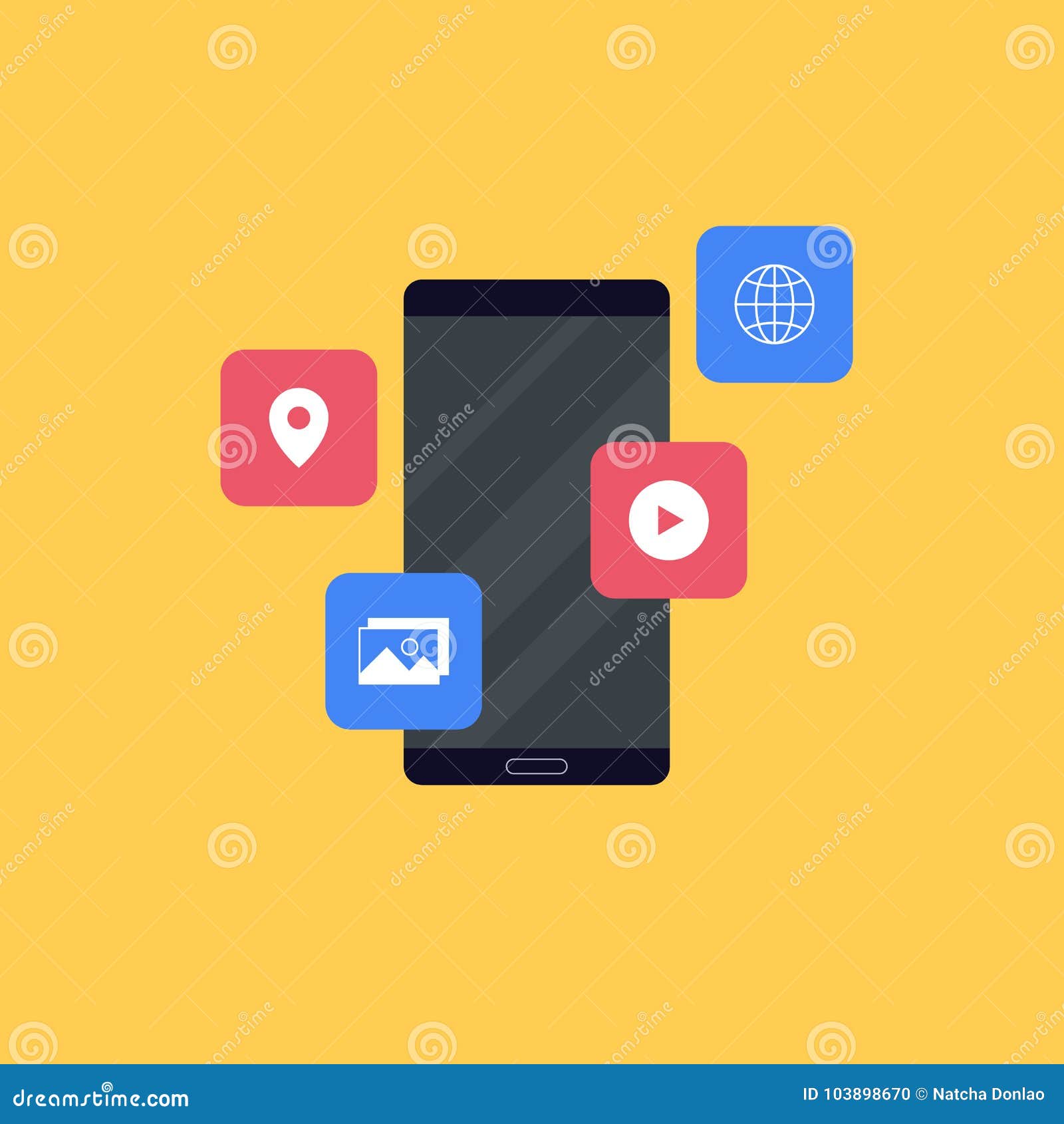 Mobile Application Icon Set Flat Design Concept Stock Illustration ...