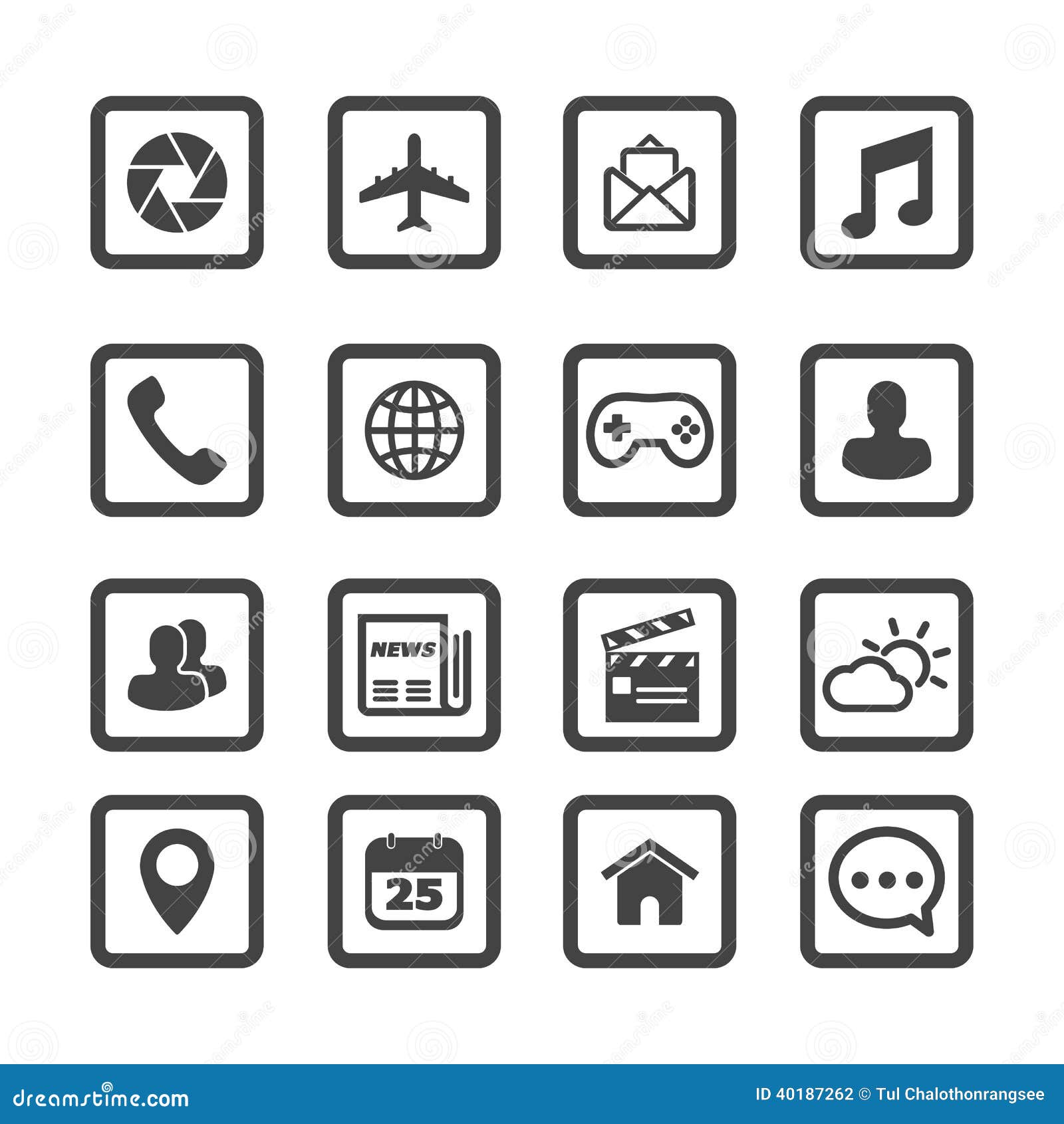 Mobile application icons stock vector. Illustration of airplane - 40187262