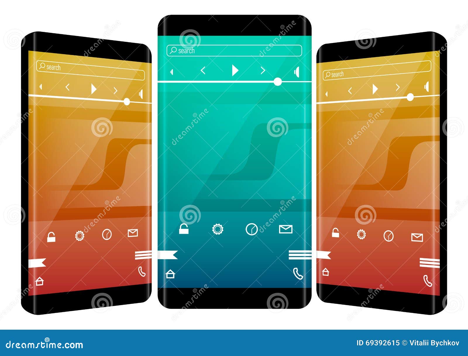 Mobile Application Interface Concept. Black Phone with Curved Edge ...