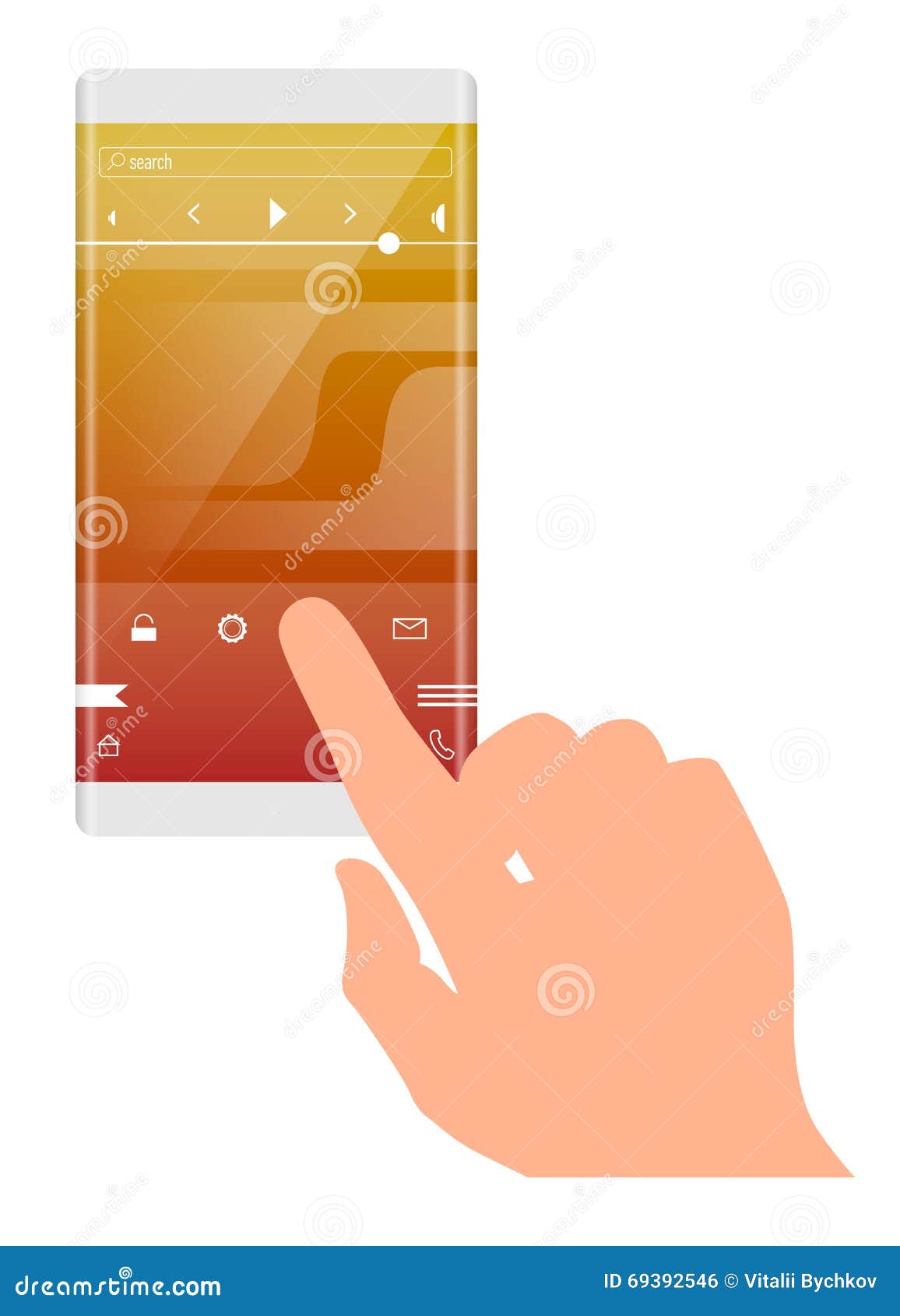 Mobile Application Interface Concept. Finger on the Touch Screen Phone ...