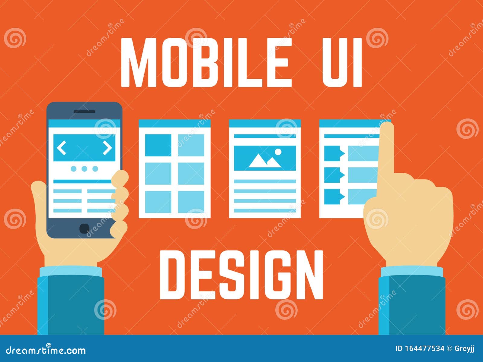 Mobile Application Interface Concept in Flat Style Stock Vector - Illustration of dashboard ...