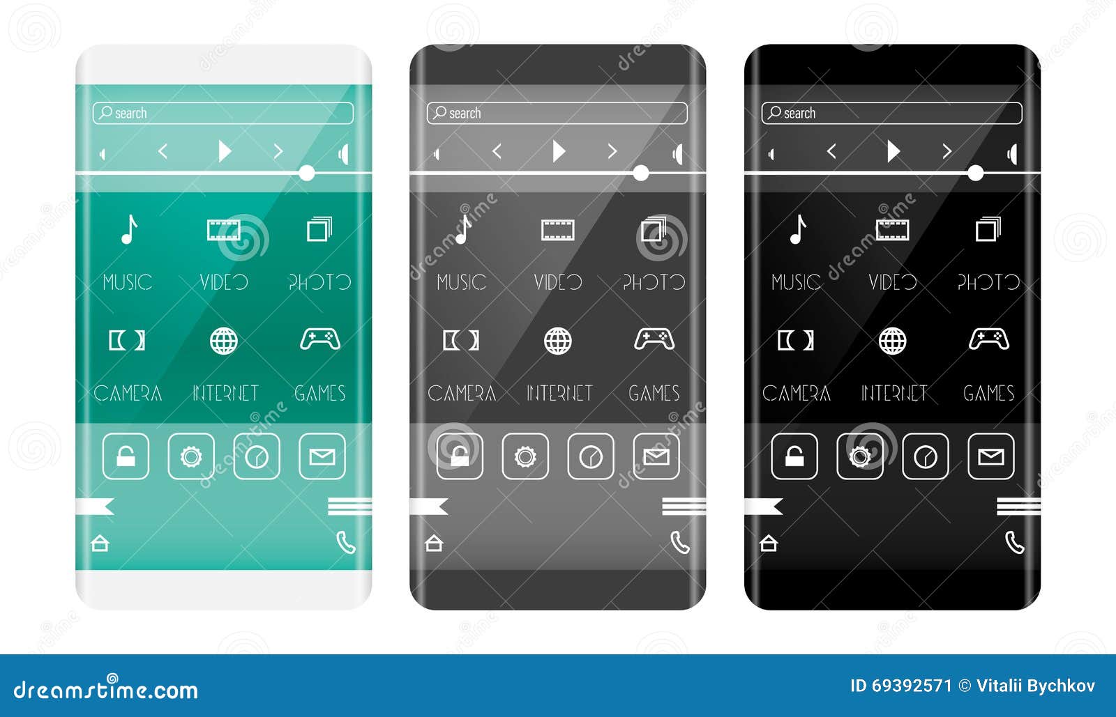 Mobile Application Interface Concept. Phone with Curved Edge Stock ...