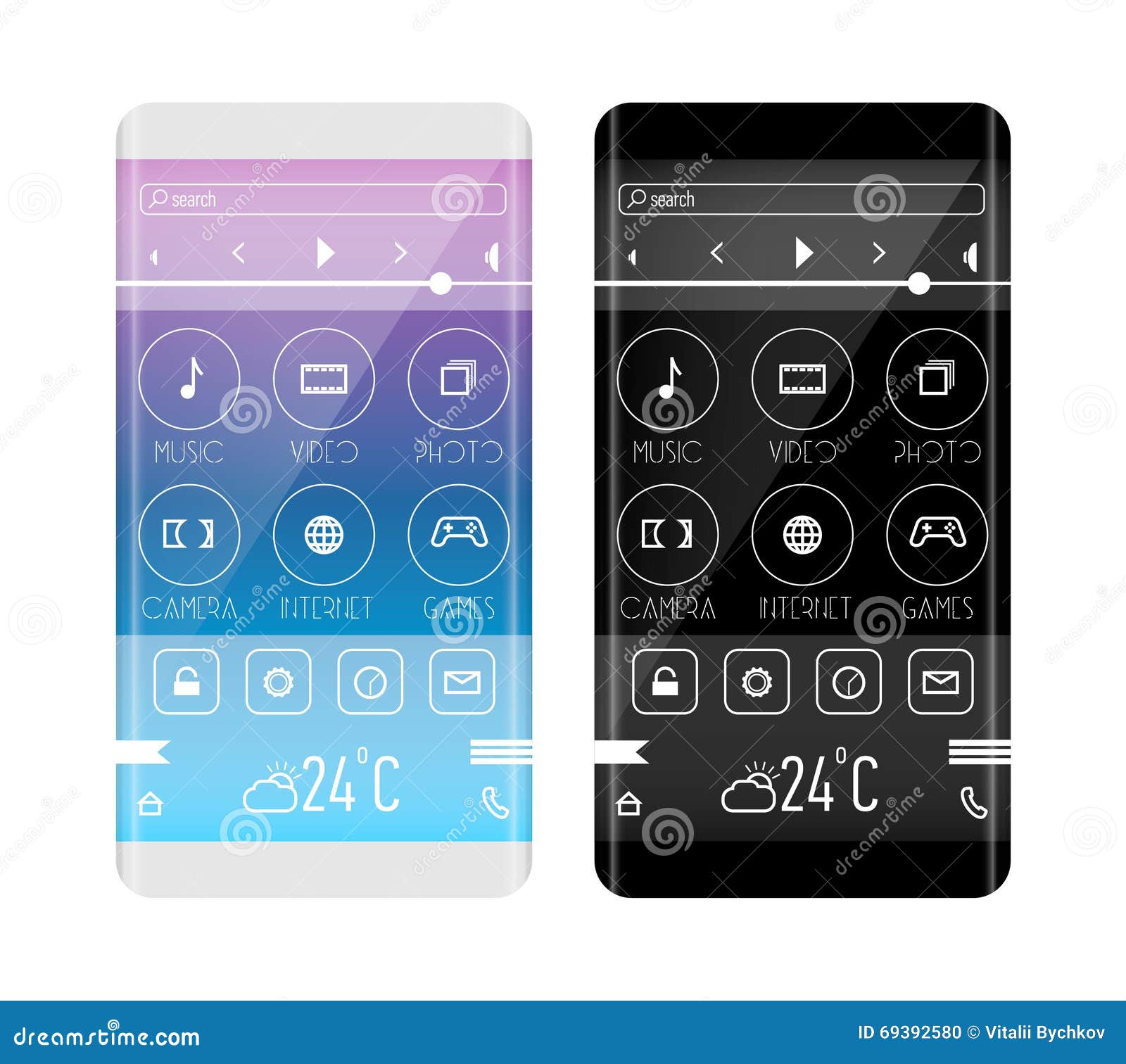Mobile Application Interface Concept. Phone with Curved Edge Stock ...