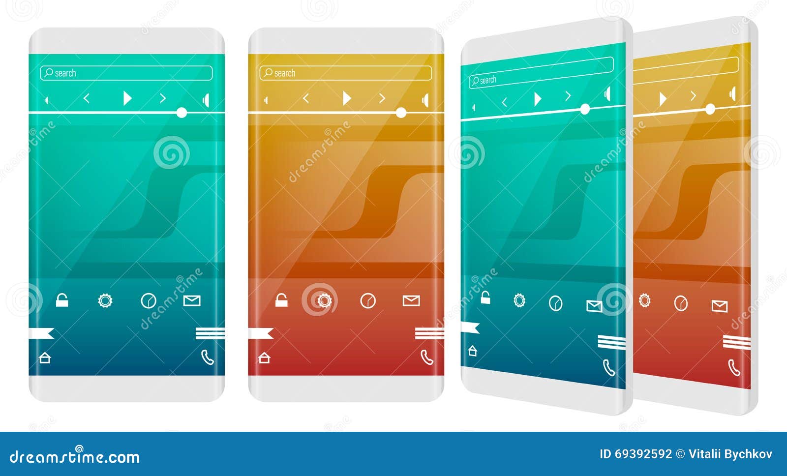 Mobile Application Interface Concept. Phone with Curved Edge Stock Vector - Illustration of ...