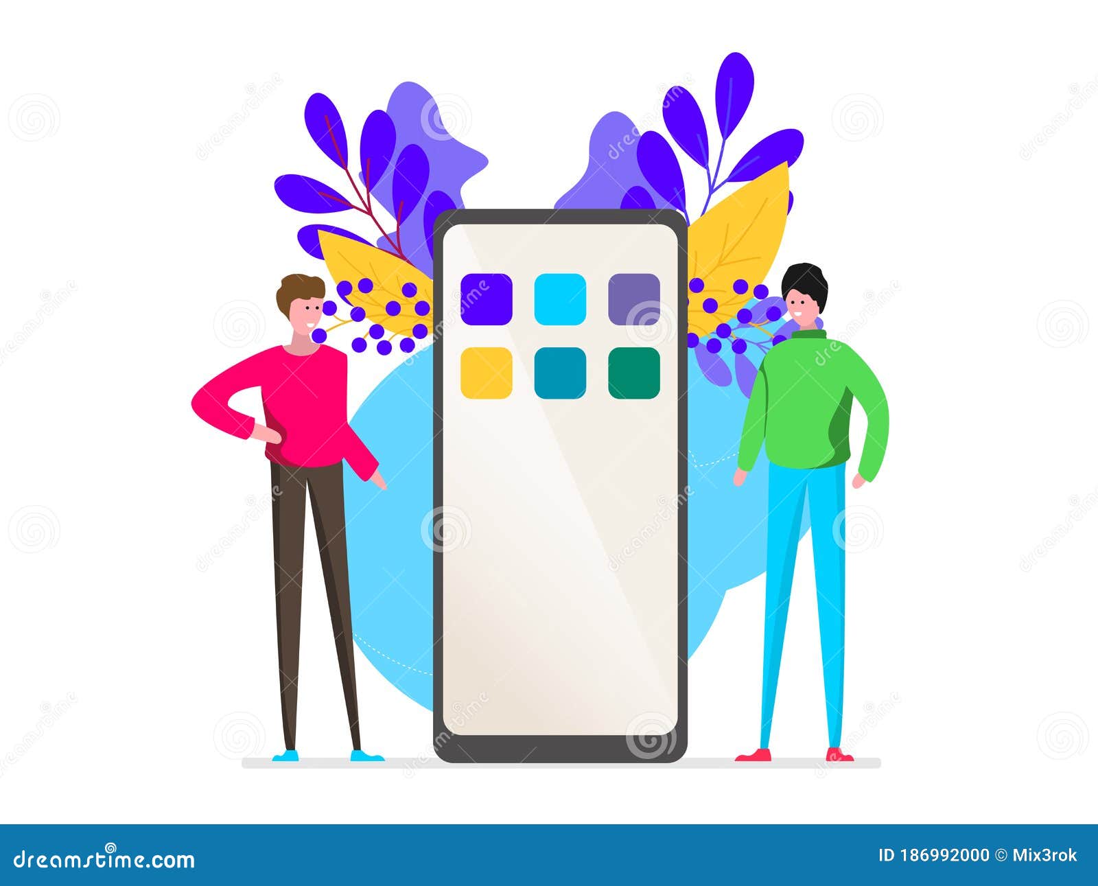Mobile Application Development Concept Illustration with Teamwork ...