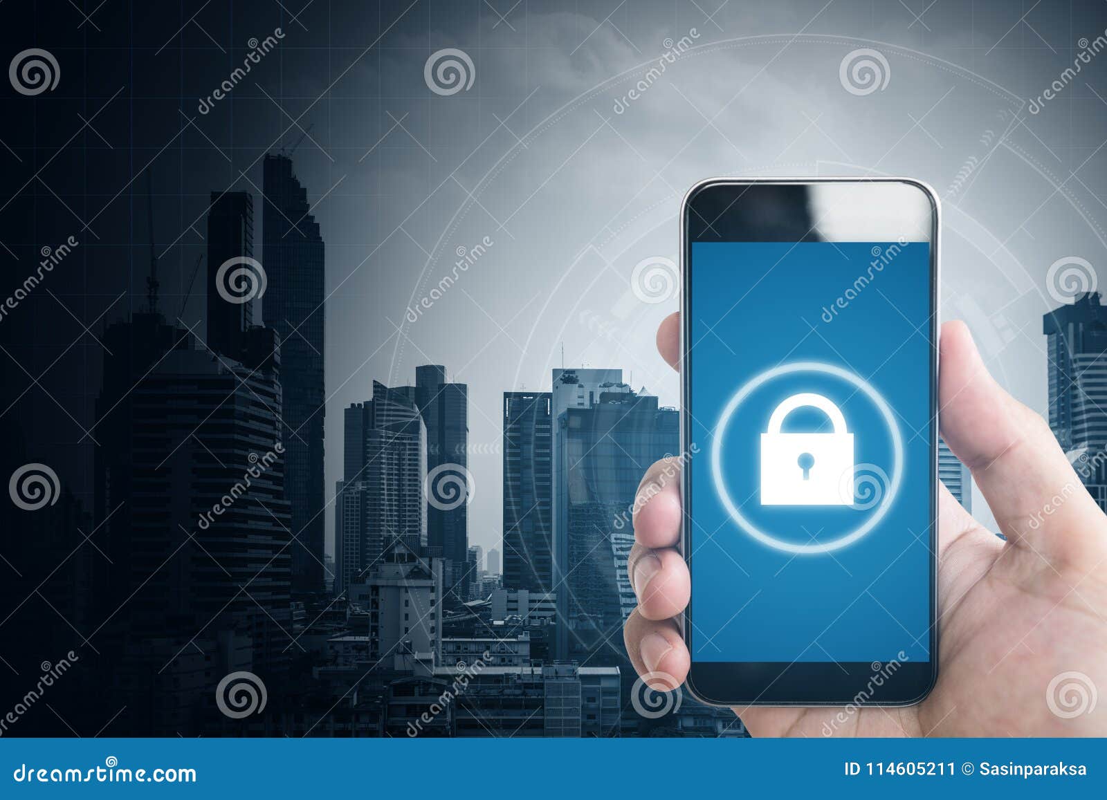 Mobile Application and Internet Online Security System. Hand Using ...