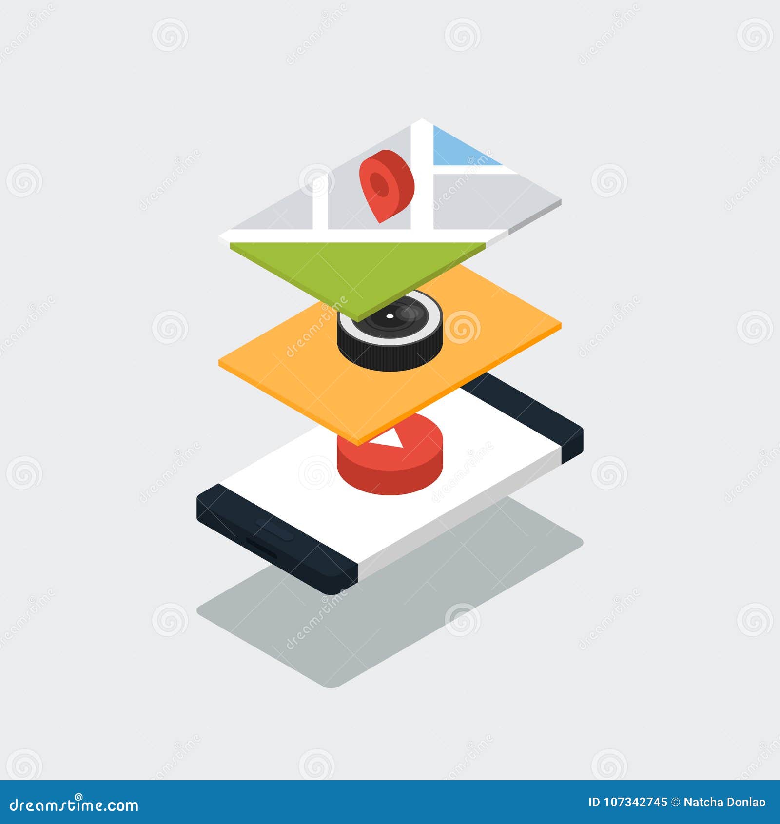 Mobile Application Isometric Flat Design Concept Stock Vector ...