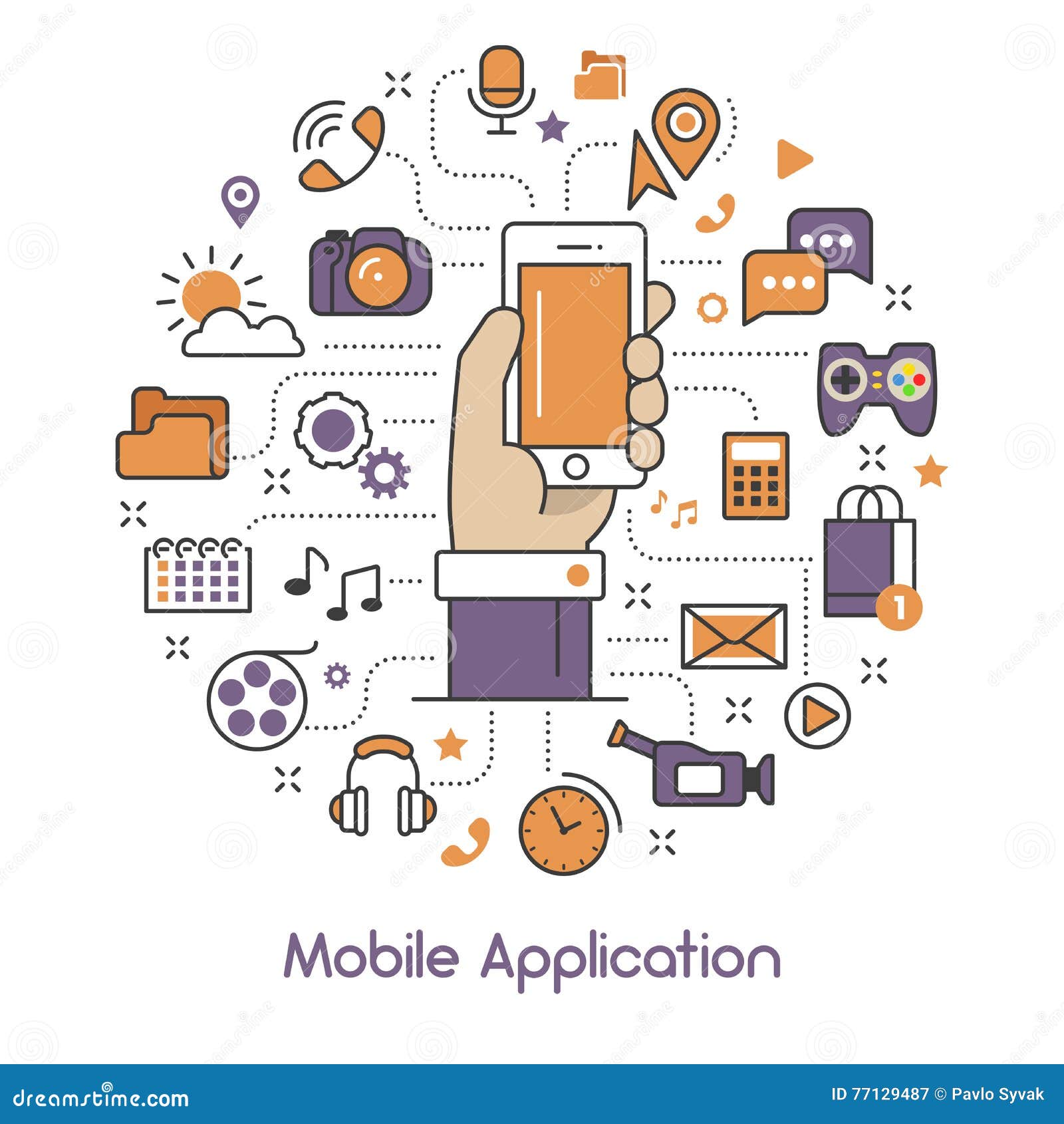 Mobile Application Line Art Thin Icons Stock Vector - Illustration of ...