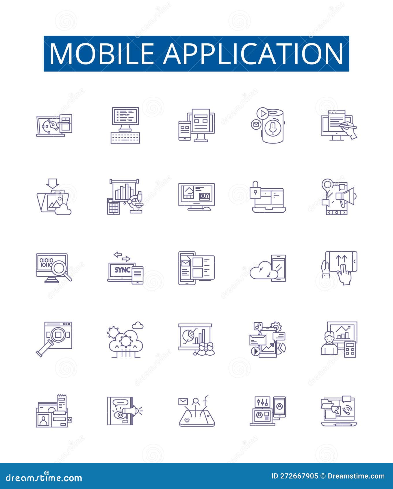 Mobile Application Line Icons Signs Set. Design Collection of Mobile ...