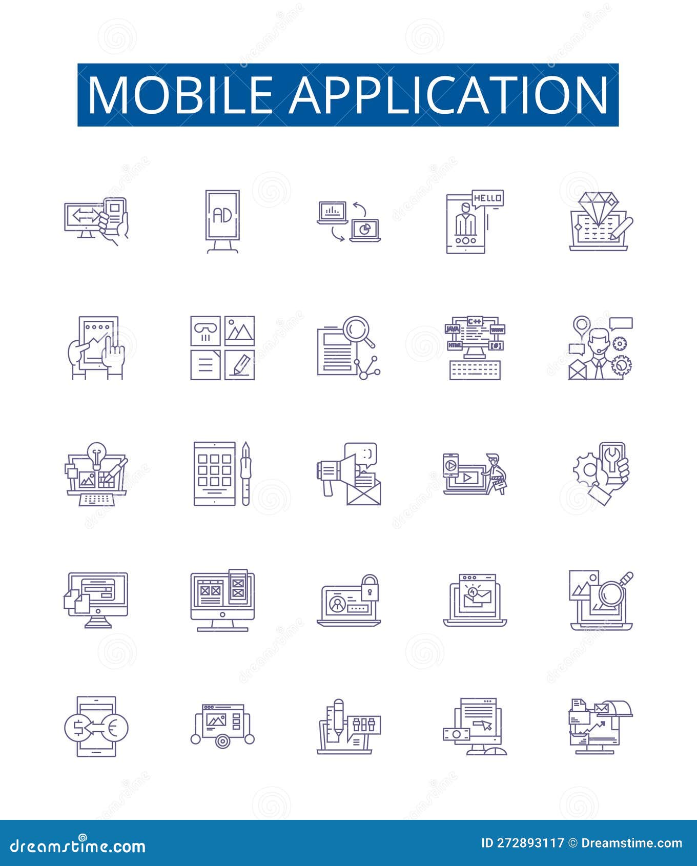 Mobile Application Line Icons Signs Set. Design Collection of Mobile ...