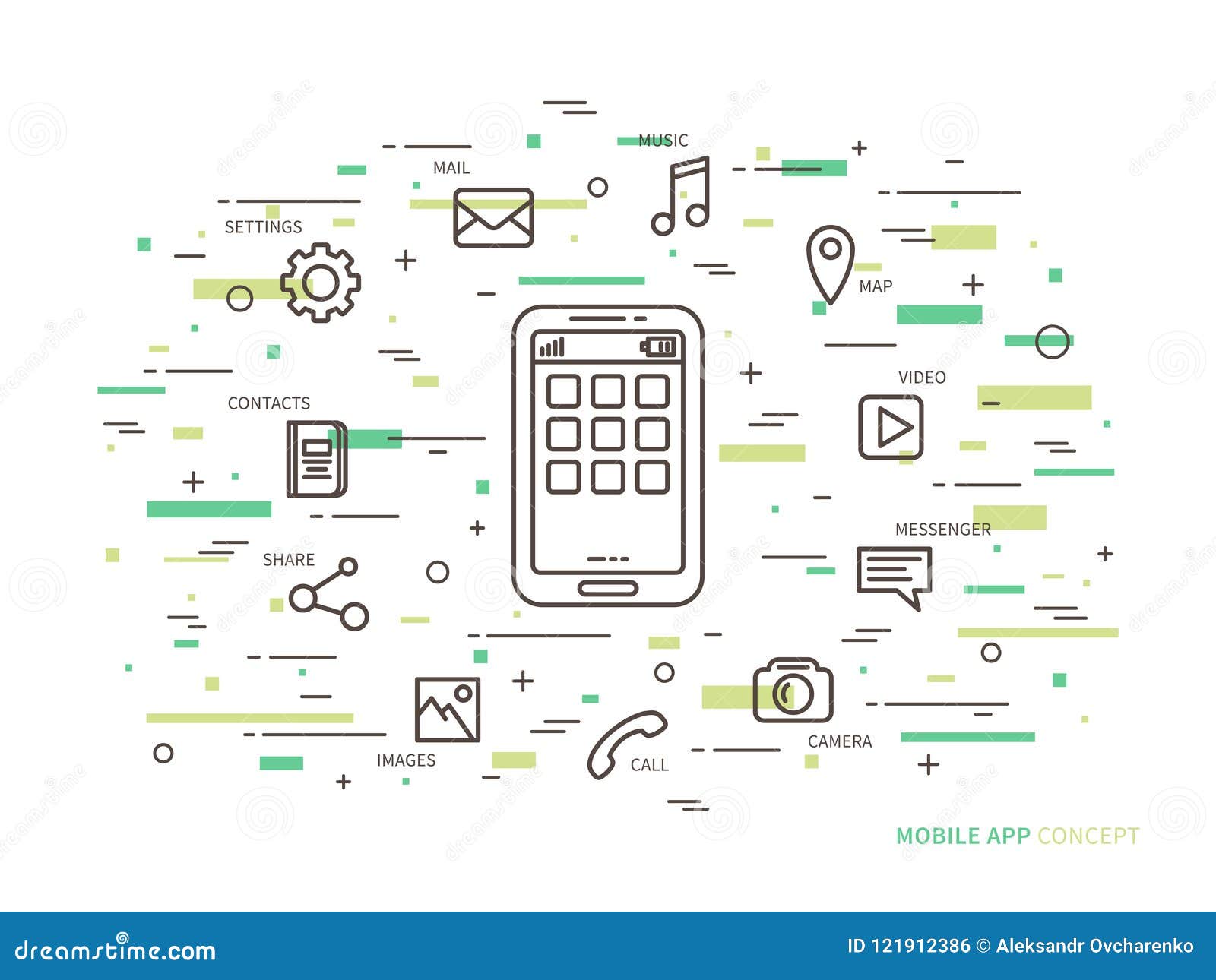 Mobile Application Linear Vector Illustration Stock Vector ...