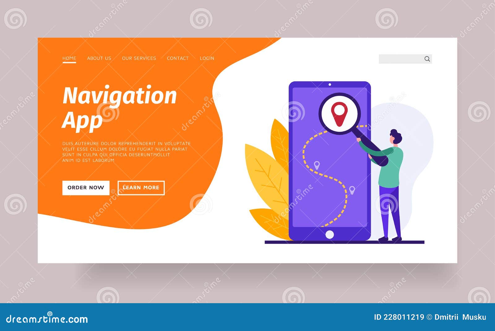 Mobile Application for Navigation. Laying Web Route To Destination ...