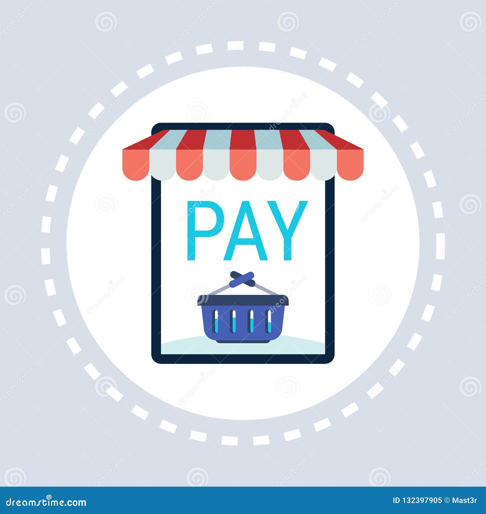 Mobile Application Online Shop Pay Button Shopping Icon Concept Flat ...