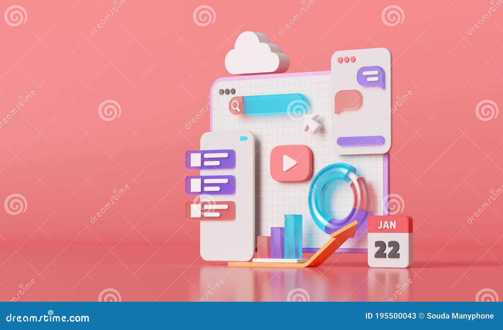 Mobile Application, Software and Web Development with 3d Shapes, Bar ...