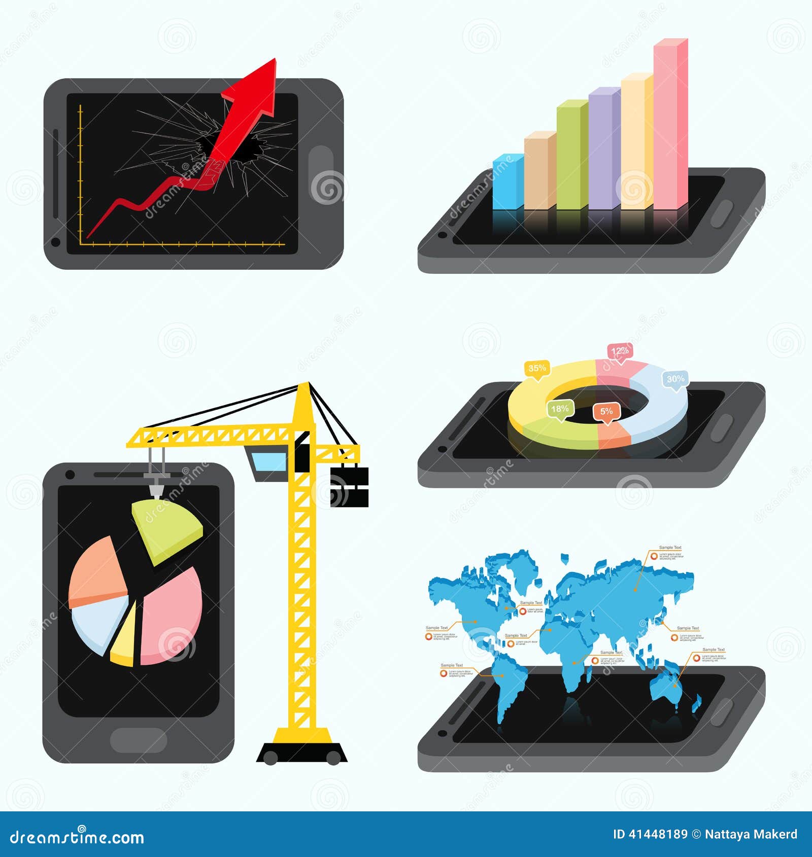 Mobile Application Statistics Concept Stock Vector - Illustration of ...