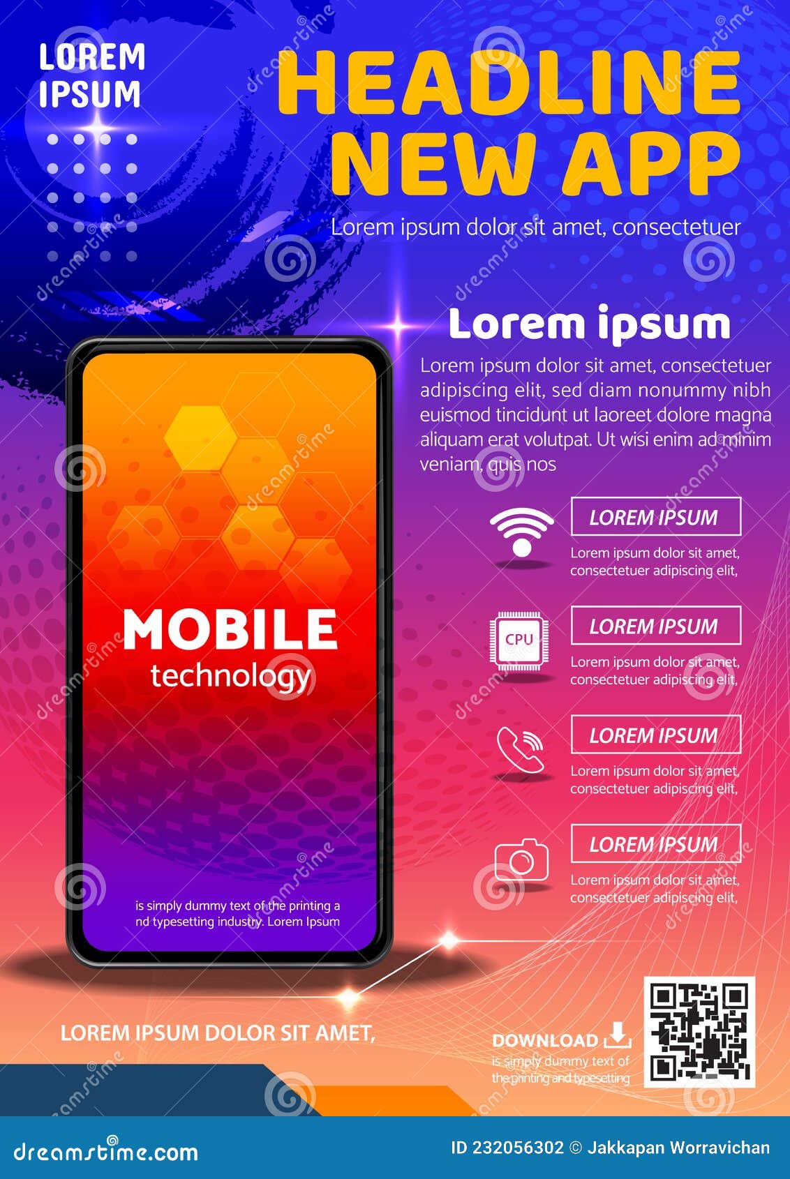 Tecno App Flyer Poster Background Design Illustration Vector 04 ...