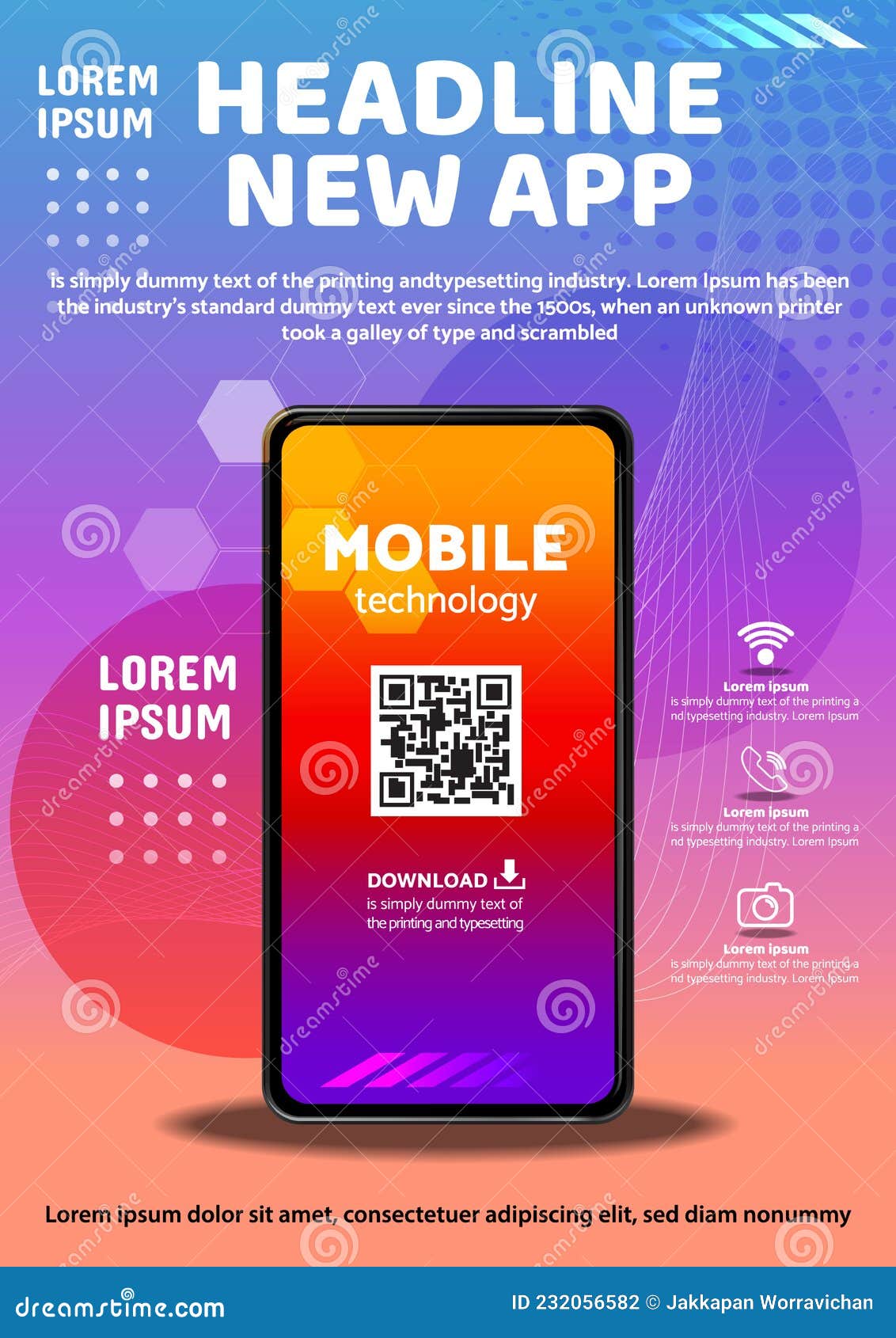 Tecno App Flyer Poster Background Design Illustration Vector 04 Stock ...