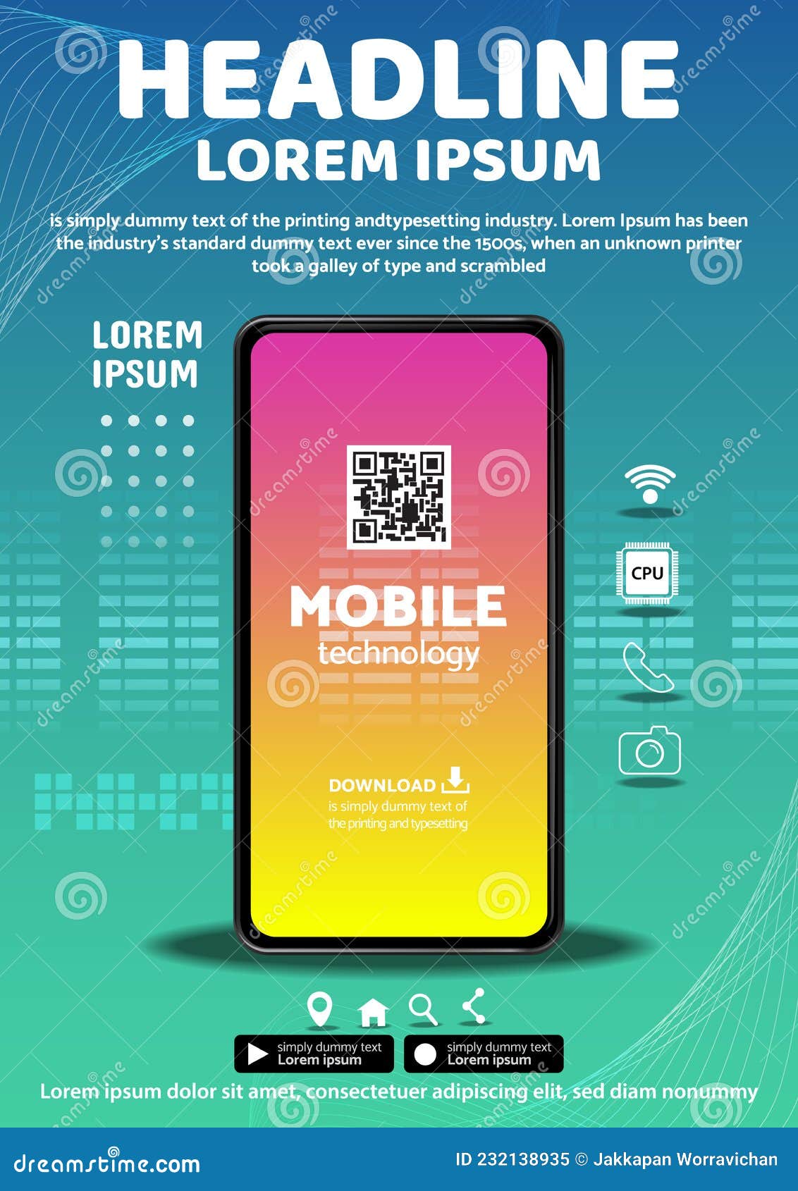 Tecno App Flyer Poster Background Design Illustration Vector 04 ...