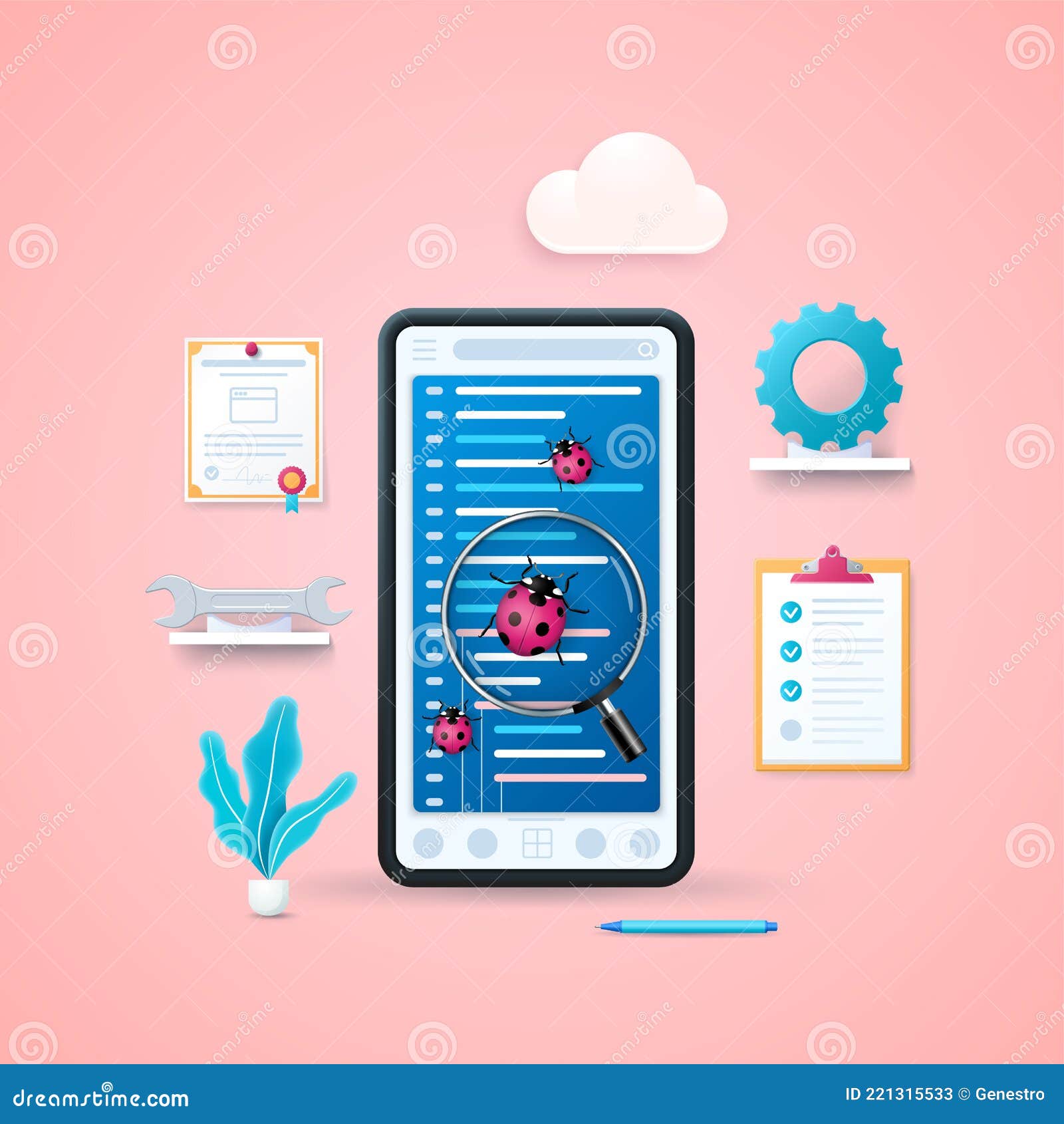 Application Testing Metaphor Vector App Test Endurance Test For