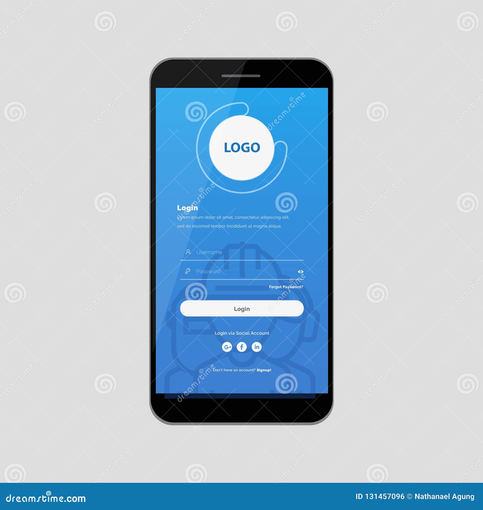 Mobile Application UI Login Page Stock Illustration - Illustration of ...