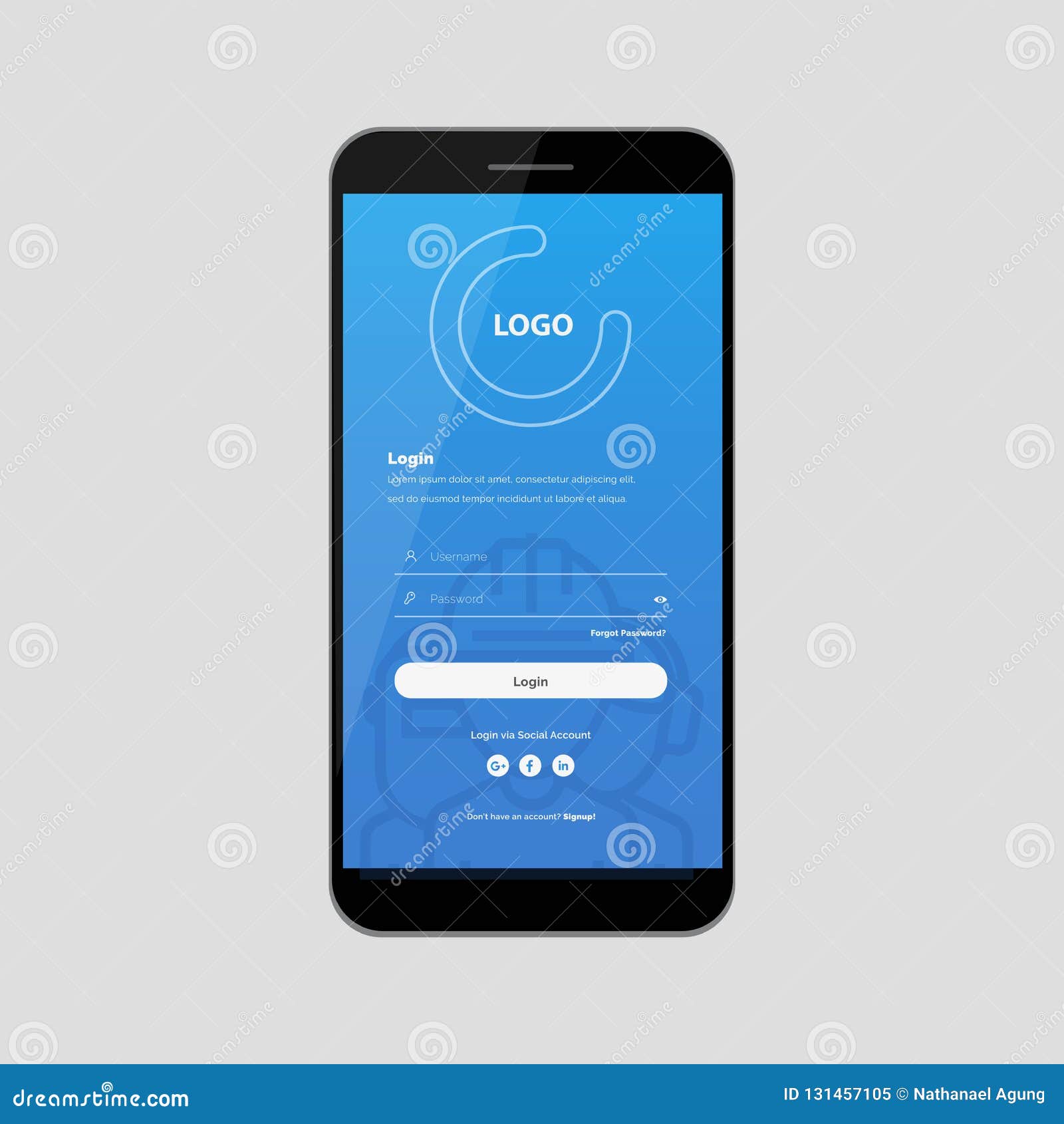 Mobile Application UI Login Page Stock Illustration - Illustration of ...