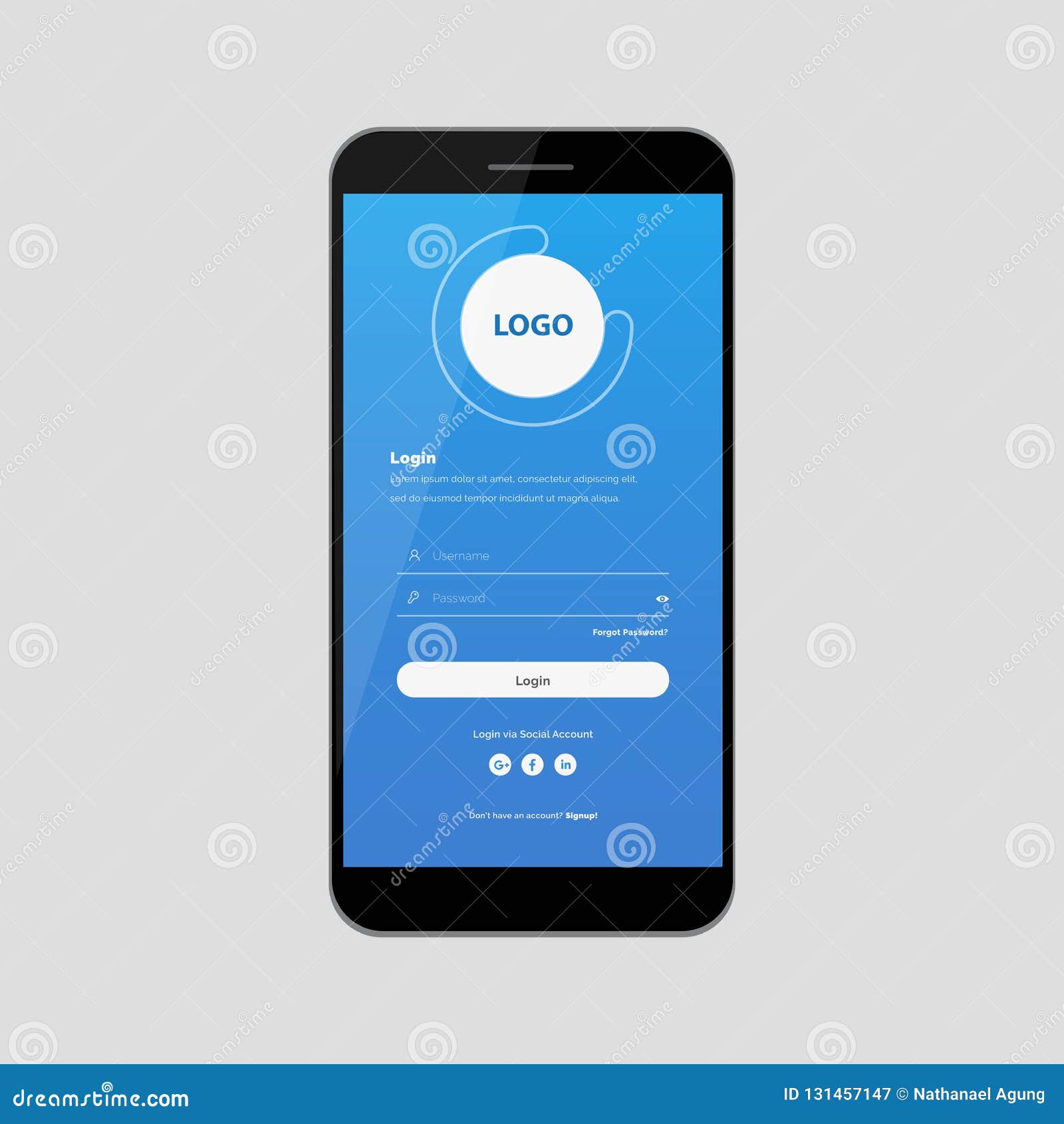 Mobile Application UI Login Page Stock Illustration - Illustration of ...