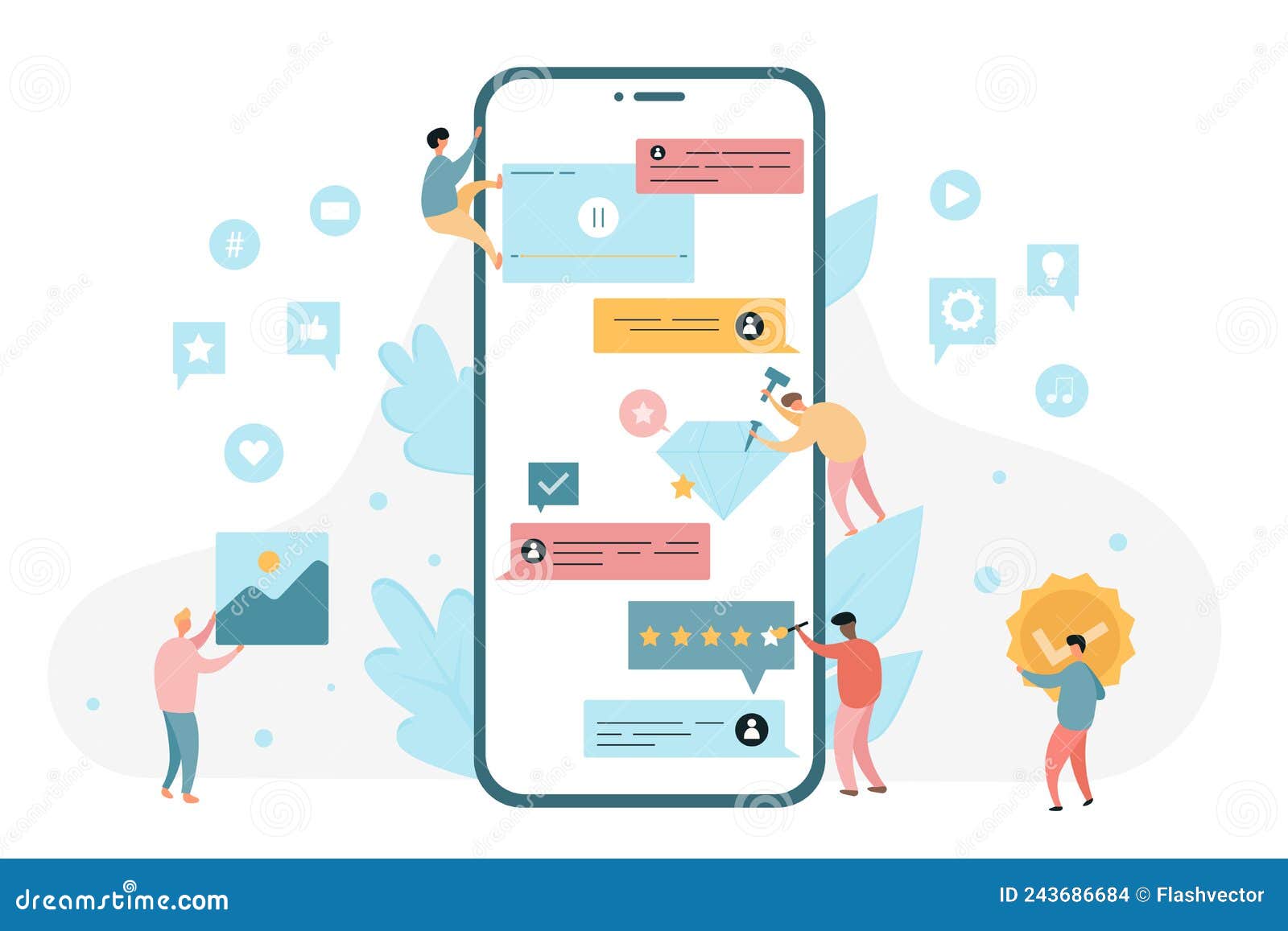 Mobile Application Usage and Customer Feedback Review Stock Vector ...