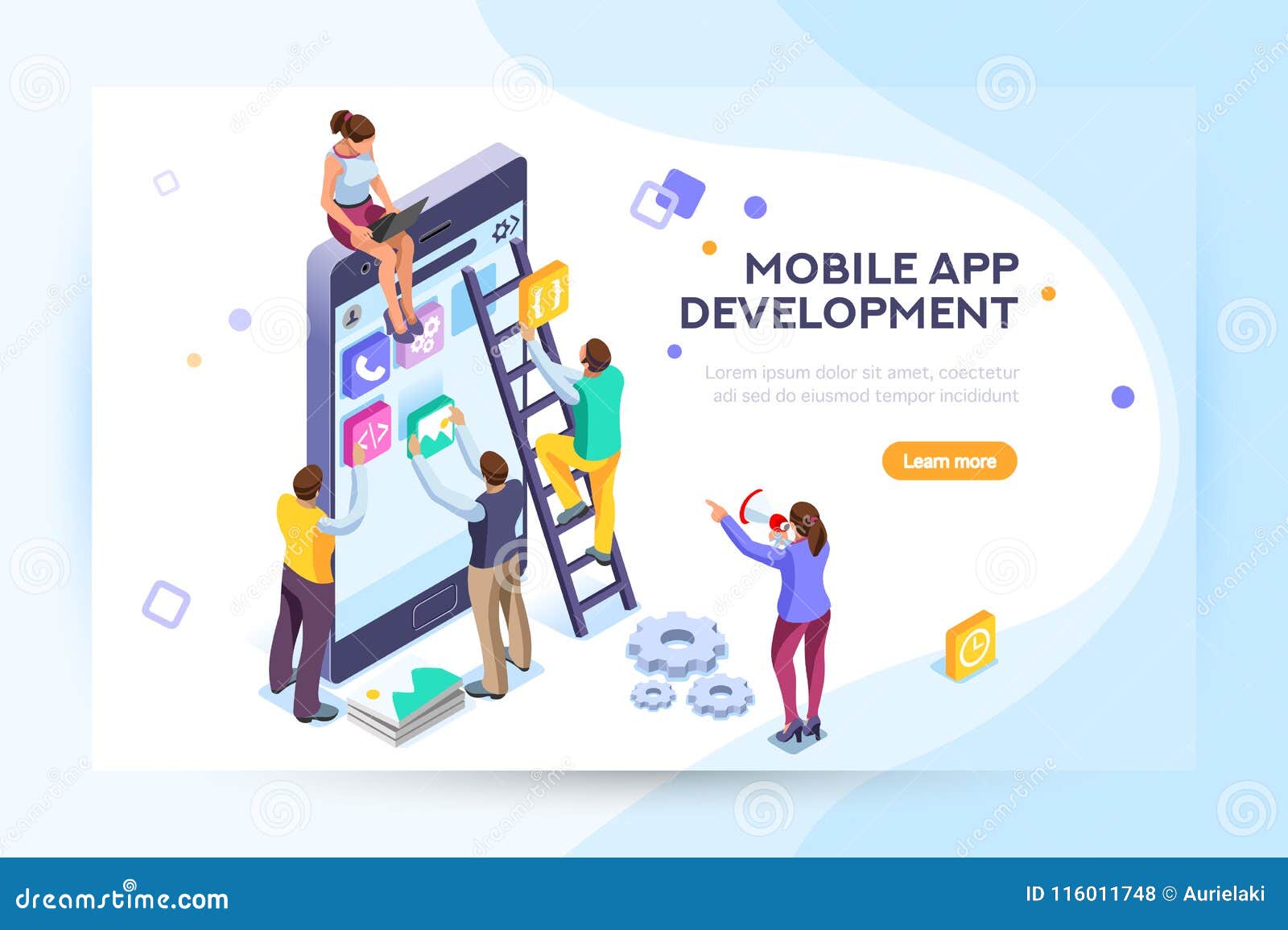 Mobile Application User and Developers Stock Vector - Illustration of ...