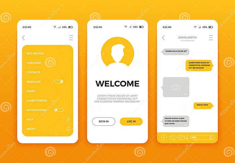Mobile Application User Interface. Smartphone App UI Kit with Different ...