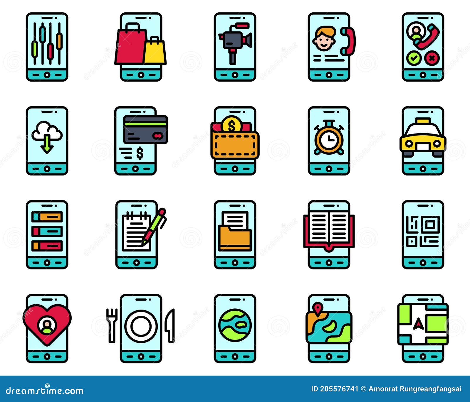 Mobile Application Vector Icon Set 2, Filled Stye Stock Vector ...