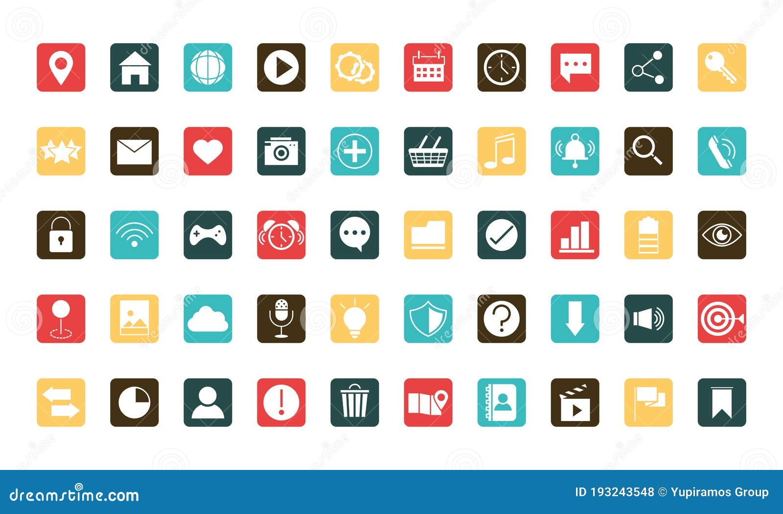 Mobile Application Web Button Menu Digital Flat Style Icons Set Stock ...