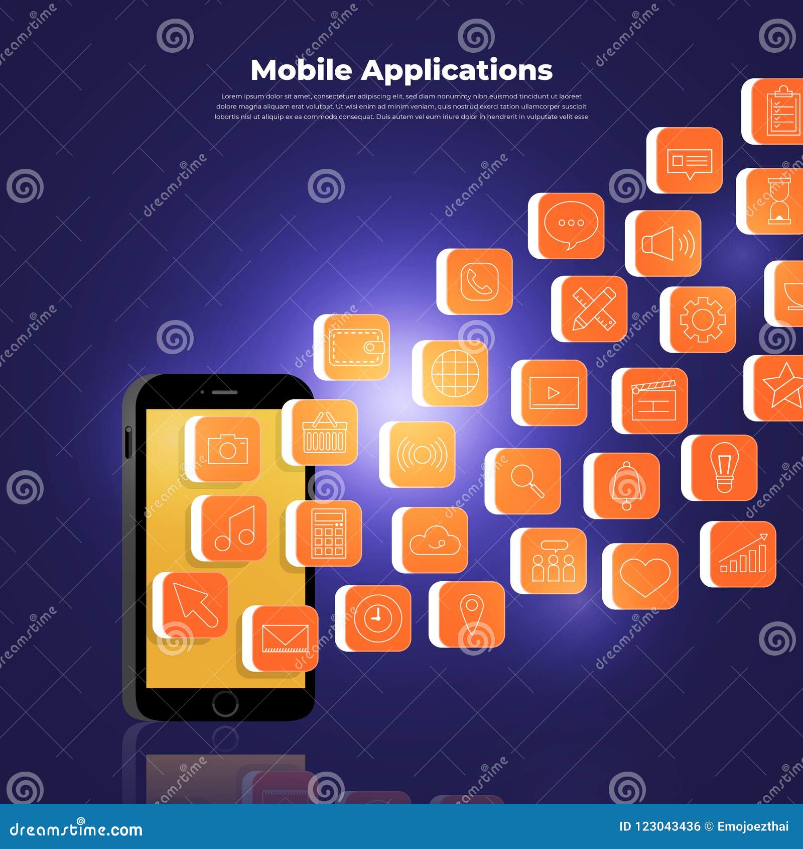 Mobile Applications Concept Stock Vector - Illustration of cellphone ...
