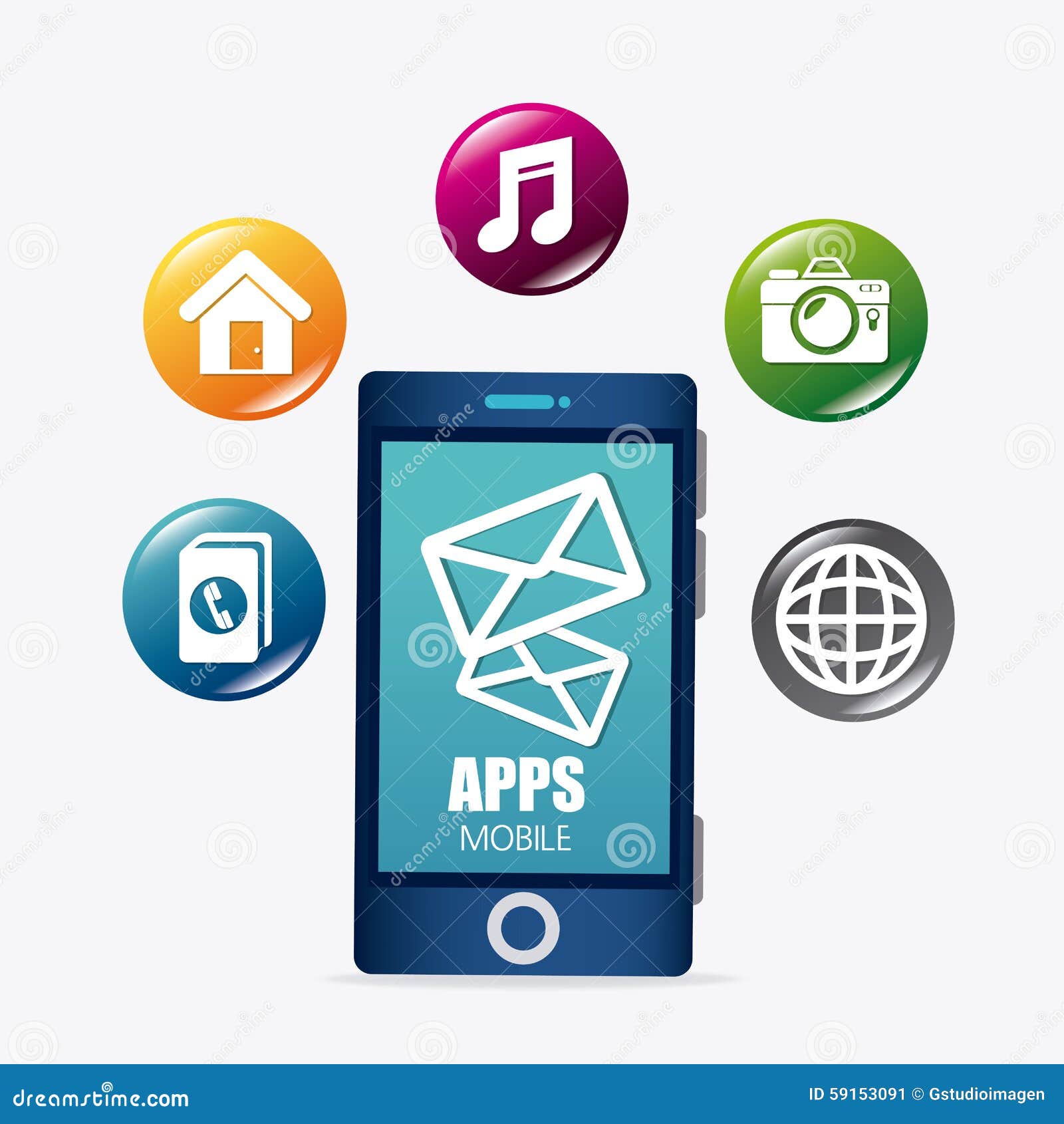 Mobile Applications and Technology Icons Design. Stock Vector ...