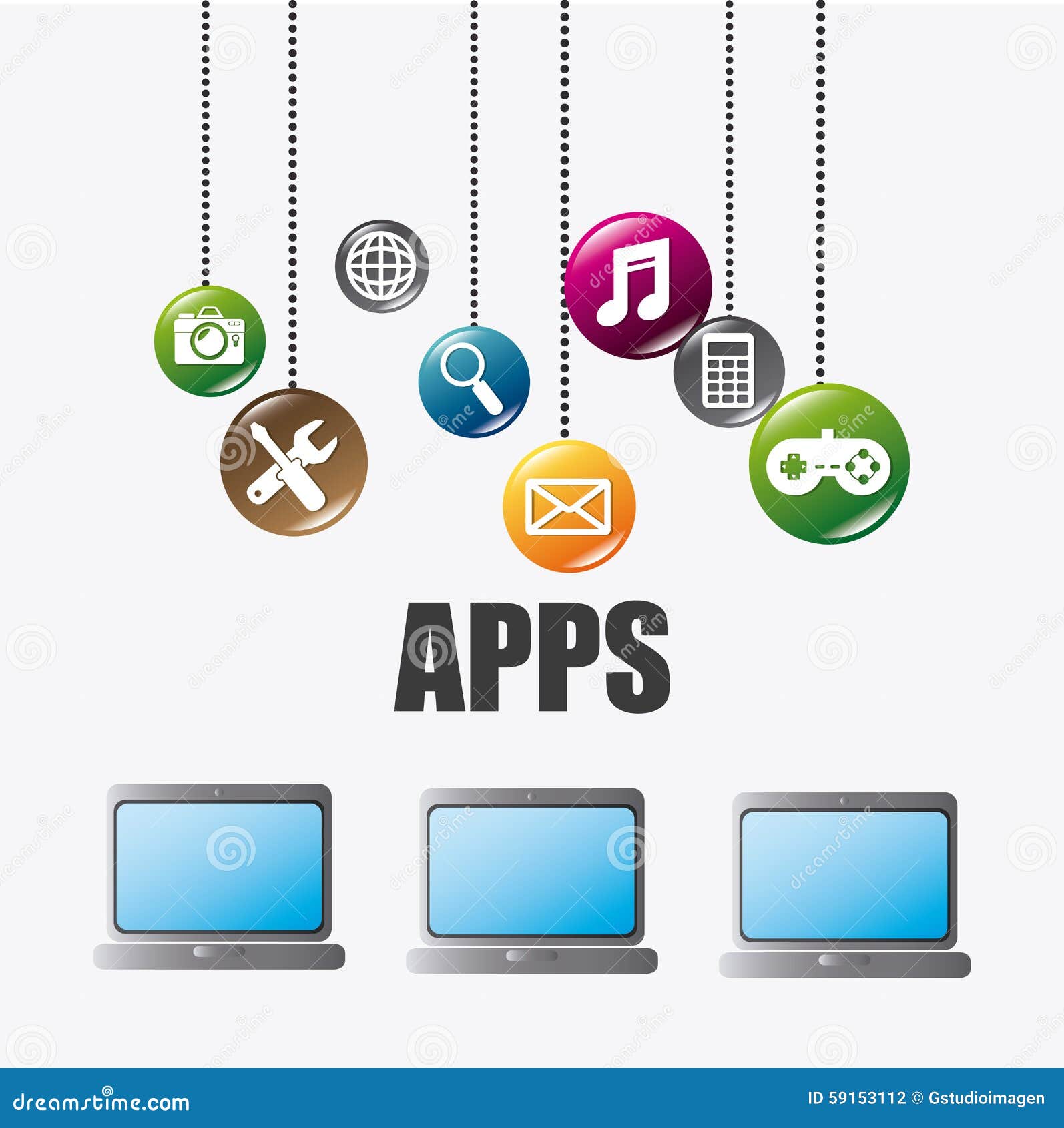 Mobile Applications and Technology Icons Design. Stock Vector ...