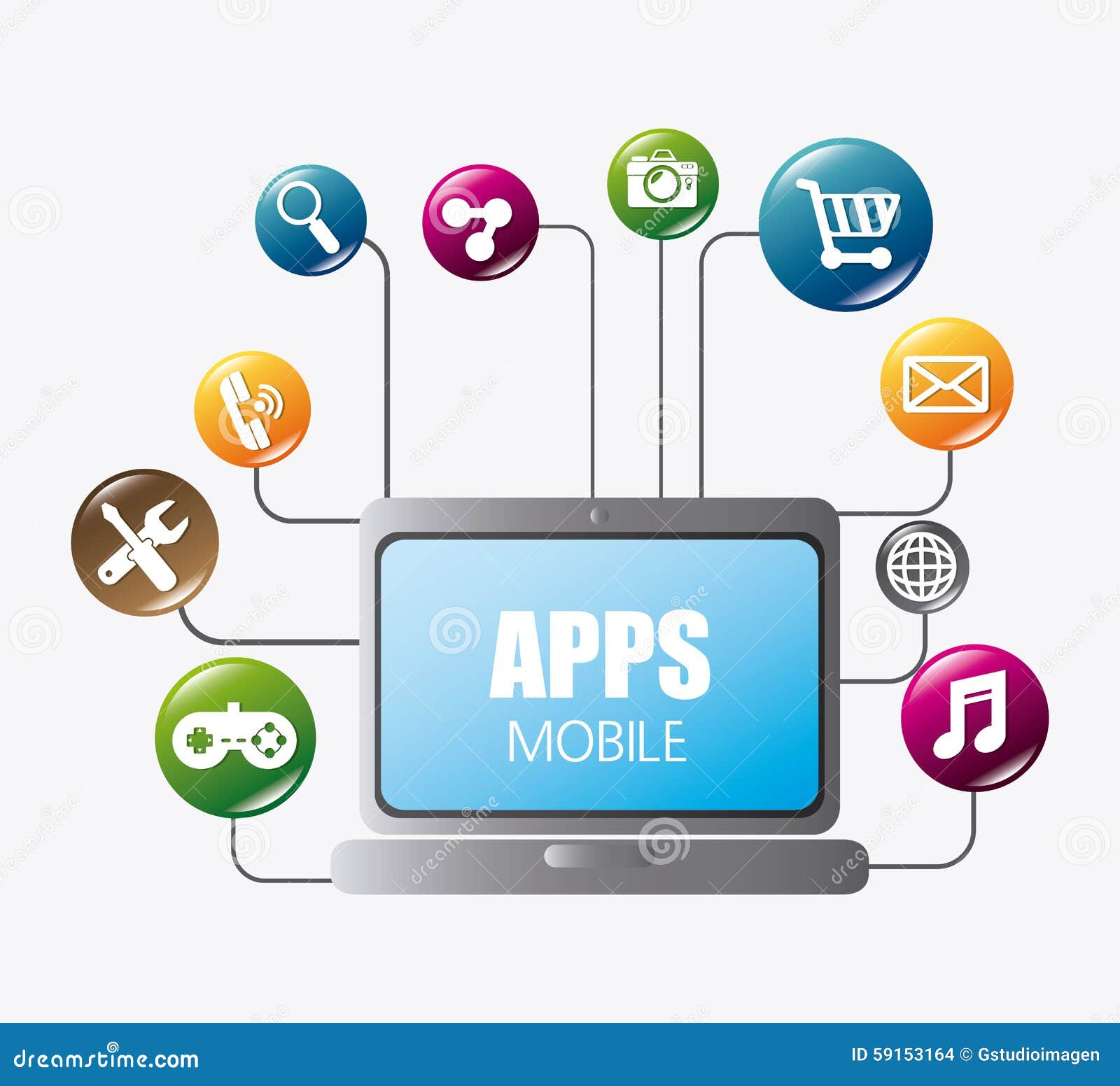 Mobile Applications and Technology Icons Design. Stock Vector ...