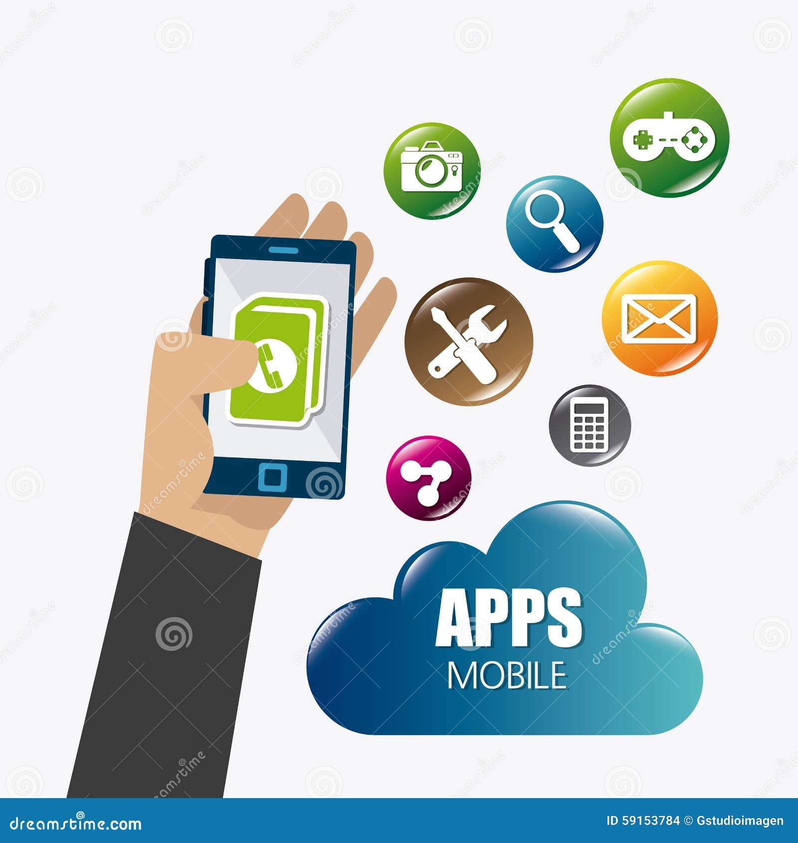 Mobile Applications and Technology Icons Design. Stock Vector ...