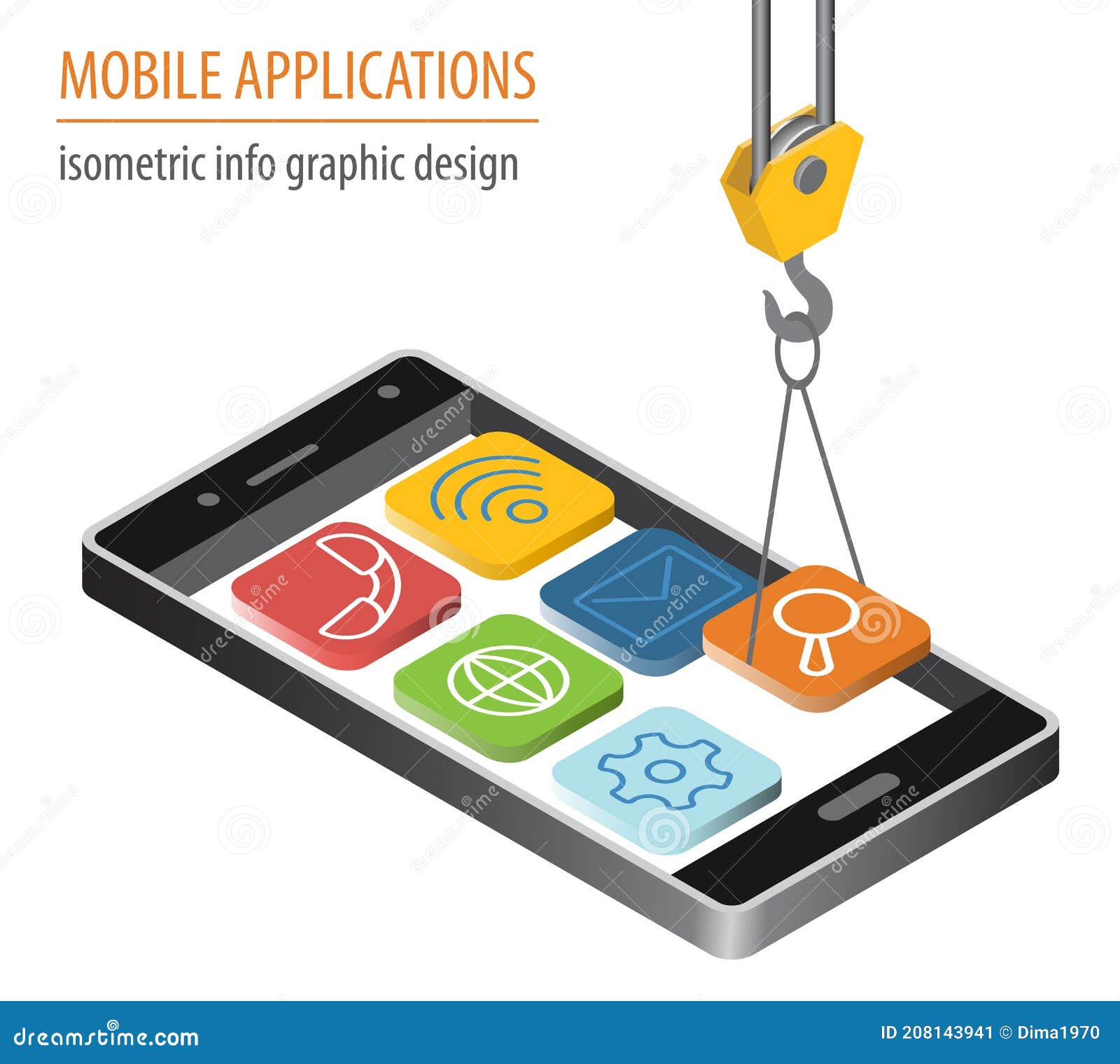Mobile Applications Technology Isometric Collection. Software Development and Installation Stock ...