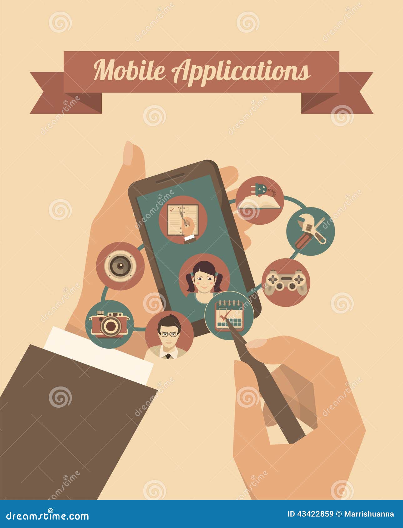Mobile Applications stock vector. Illustration of hand - 43422859